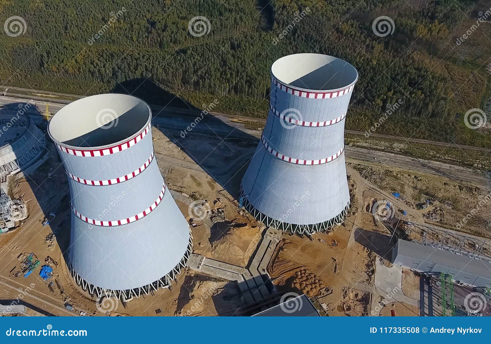 Aerial Survey of a Nuclear Power Plant Under Construction. Installation ...