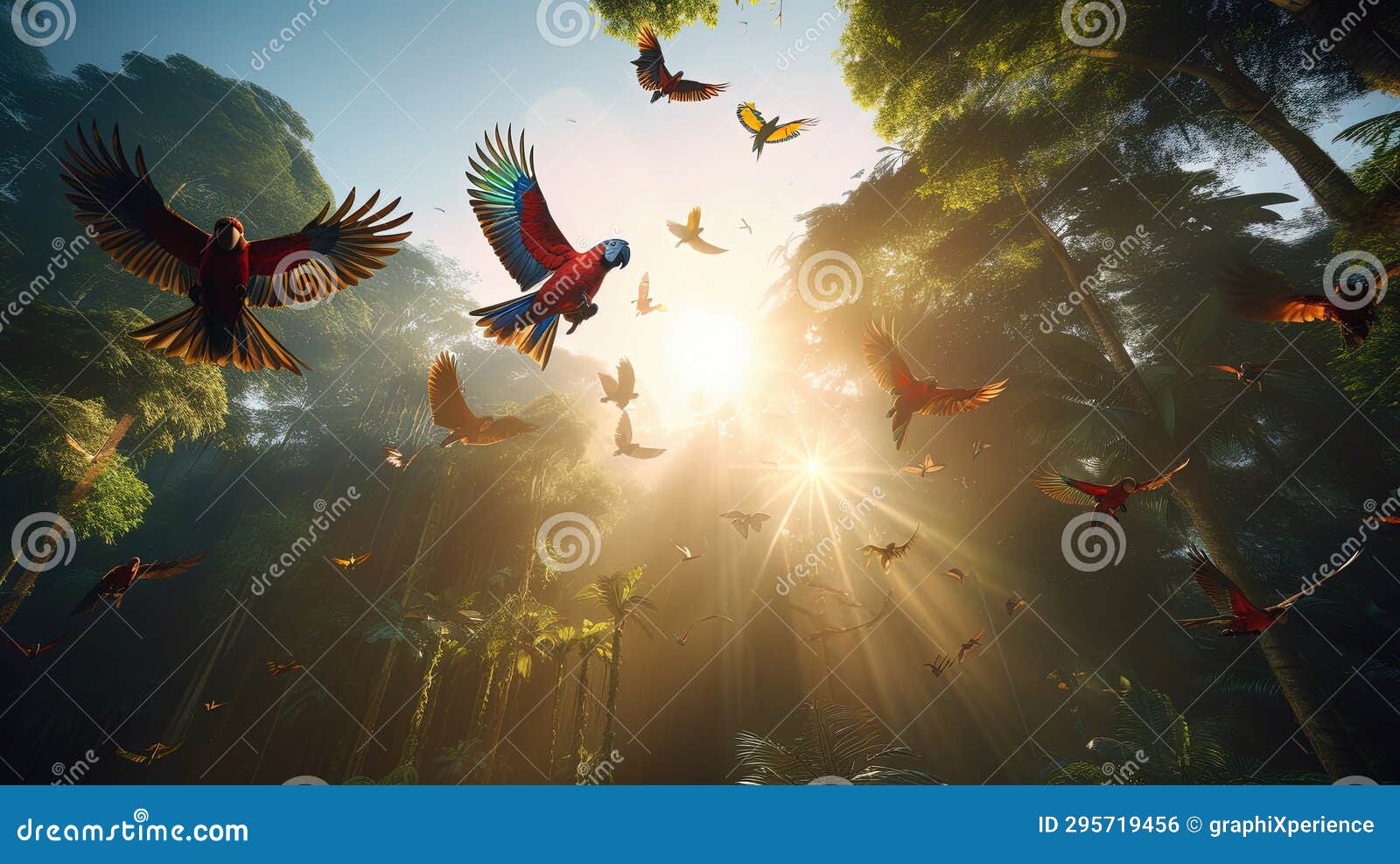 Aerial Symphony in the Rainforest Stock Illustration - Illustration of ...