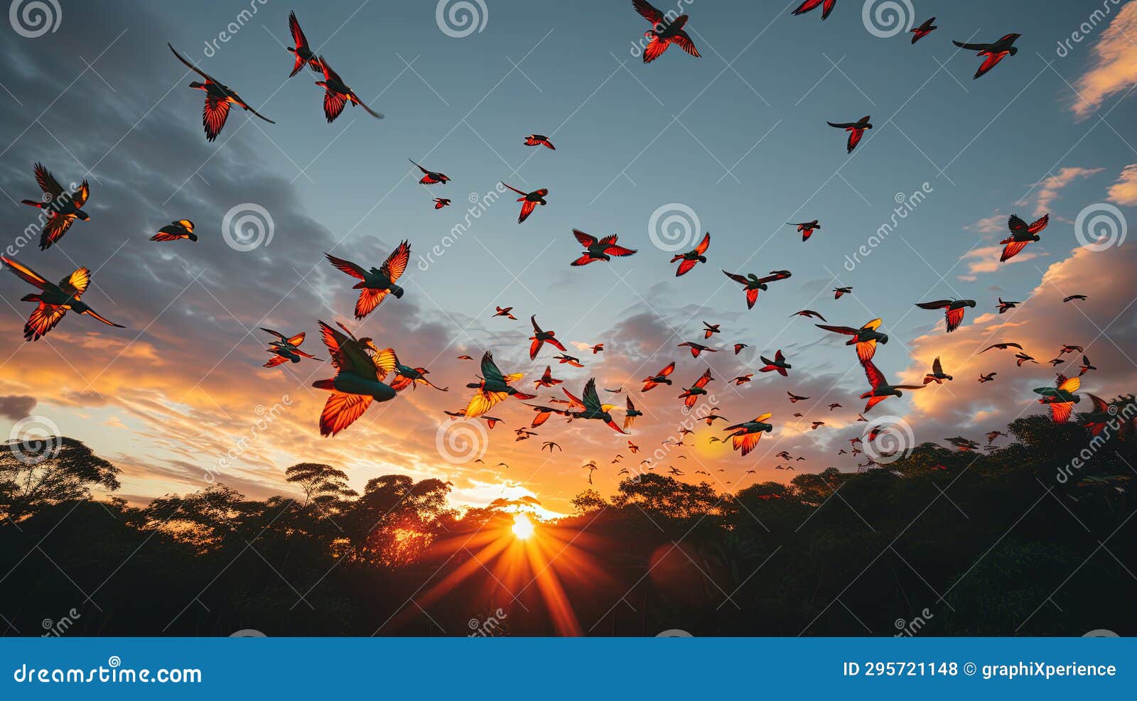 Aerial Symphony in the Rainforest Stock Illustration - Illustration of ...