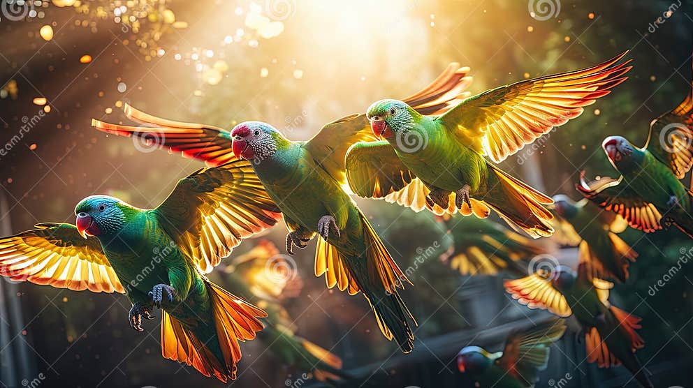 Aerial Symphony in the Rainforest Stock Illustration - Illustration of ...
