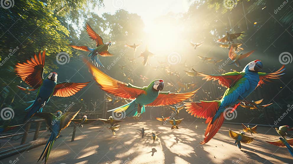 Aerial Symphony in the Rainforest Stock Illustration - Illustration of ...