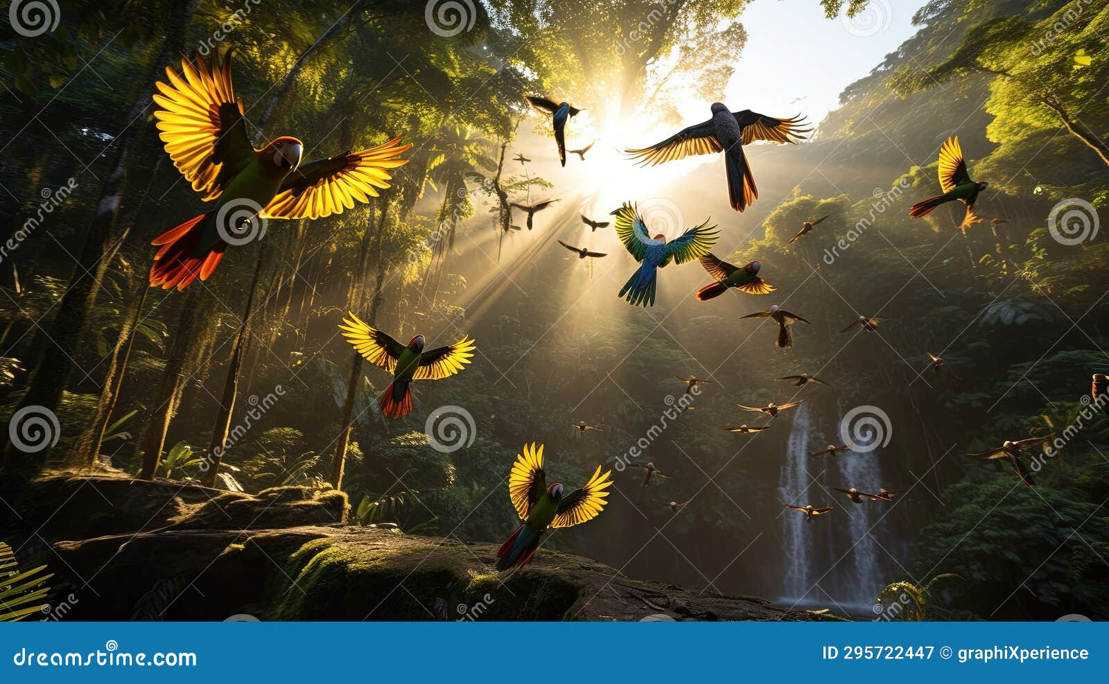 Aerial Symphony in the Rainforest Stock Illustration - Illustration of ...