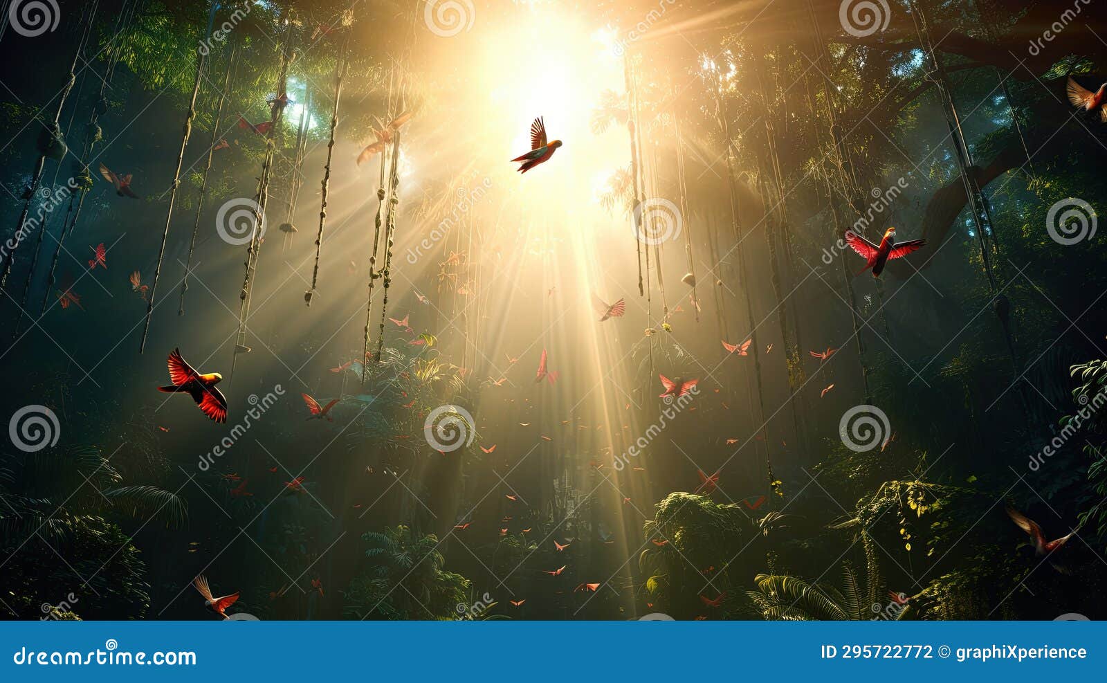 Aerial Symphony in the Rainforest Stock Illustration - Illustration of ...
