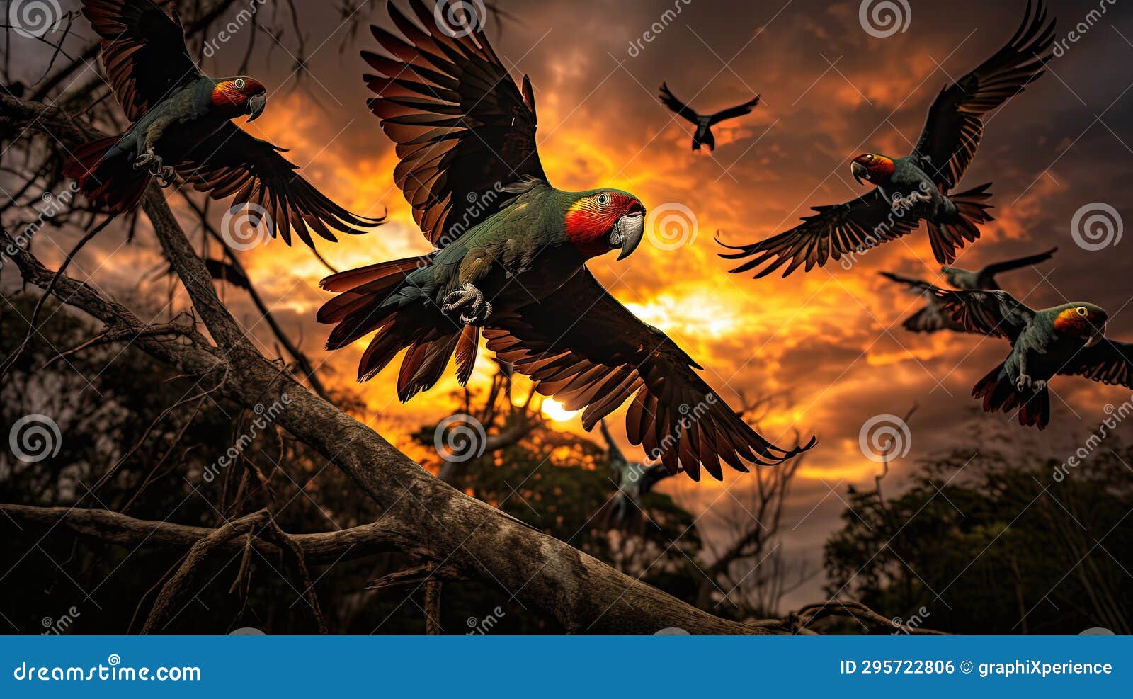 Aerial Symphony in the Rainforest Stock Illustration - Illustration of ...