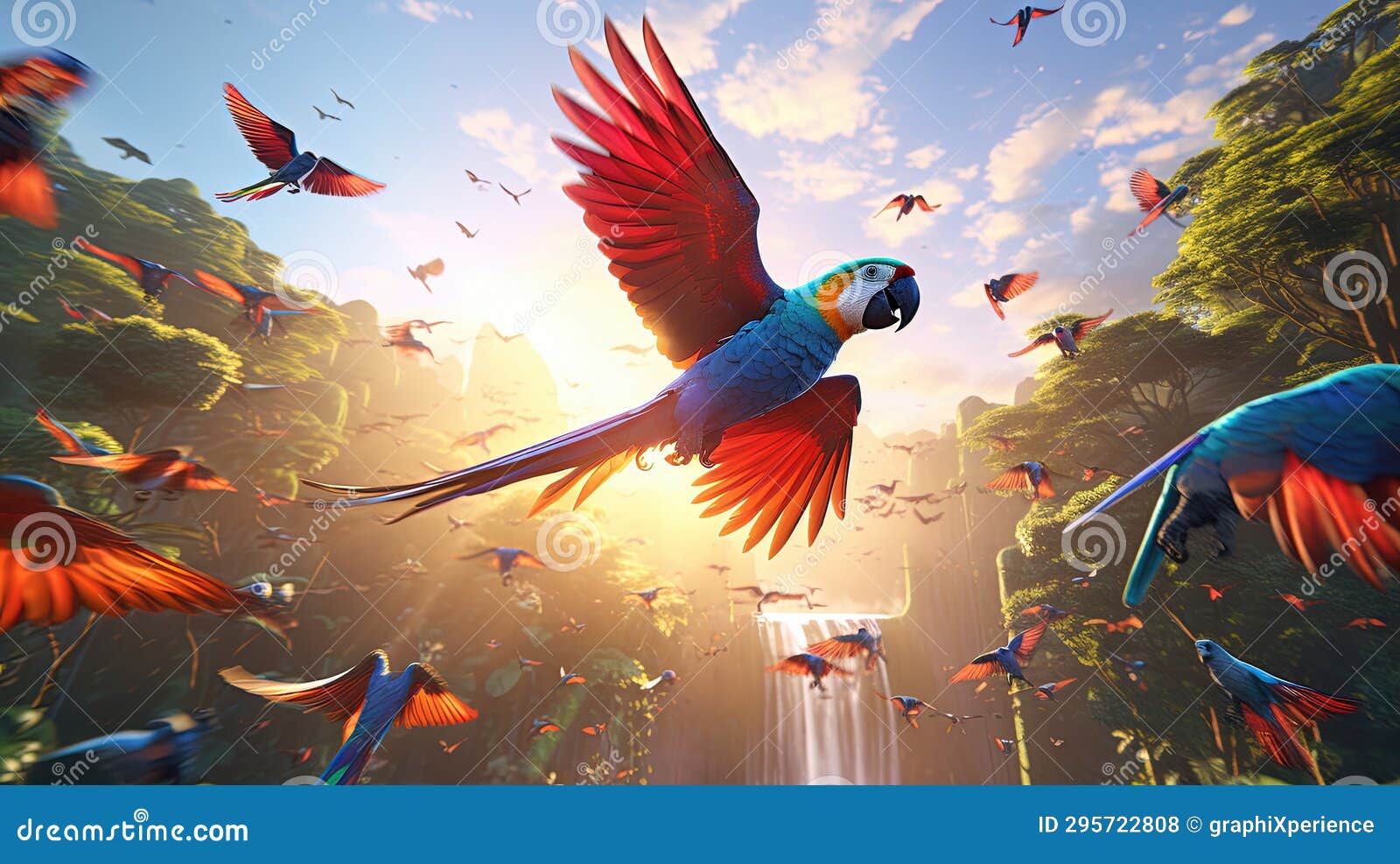 Aerial Symphony in the Rainforest Stock Illustration - Illustration of ...