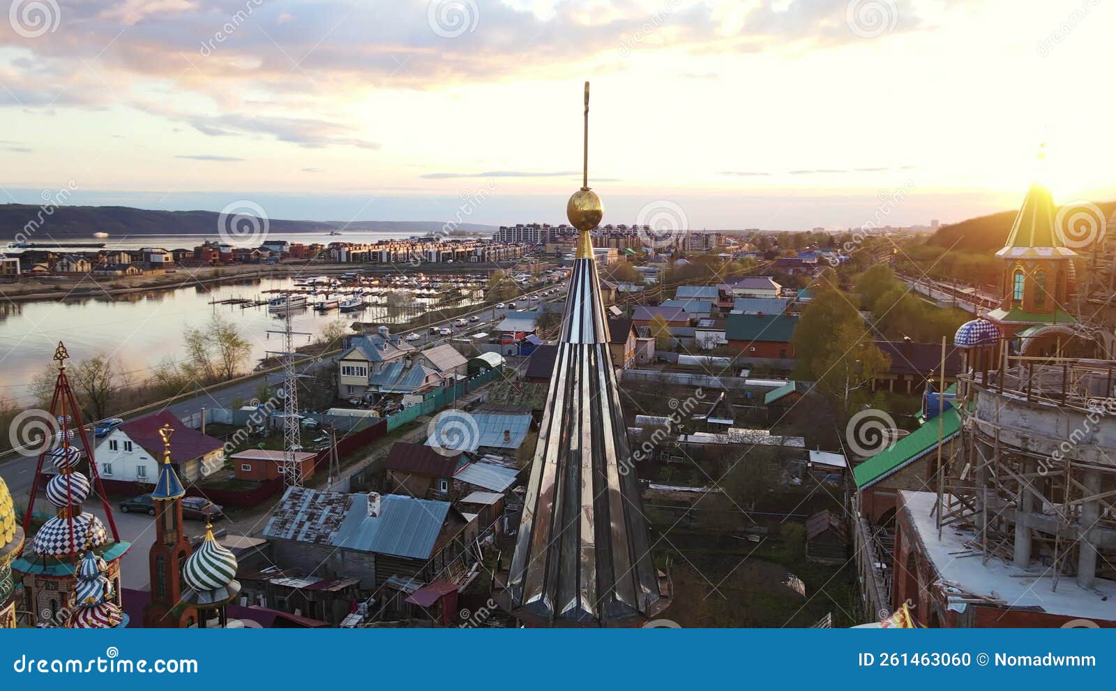Aerial: Temple of All Religions or Universal Temple. Kazan, Russia ...