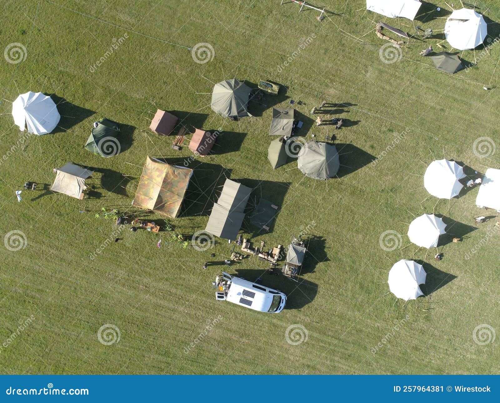 Aerial of Tents in the Field. Stock Image - Image of entertainment ...