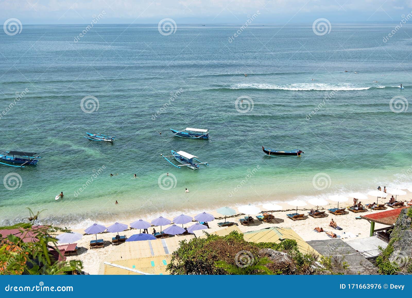 Aerial from Thomas Beach on Bali Indonesia Stock Photo - Image of boats ...