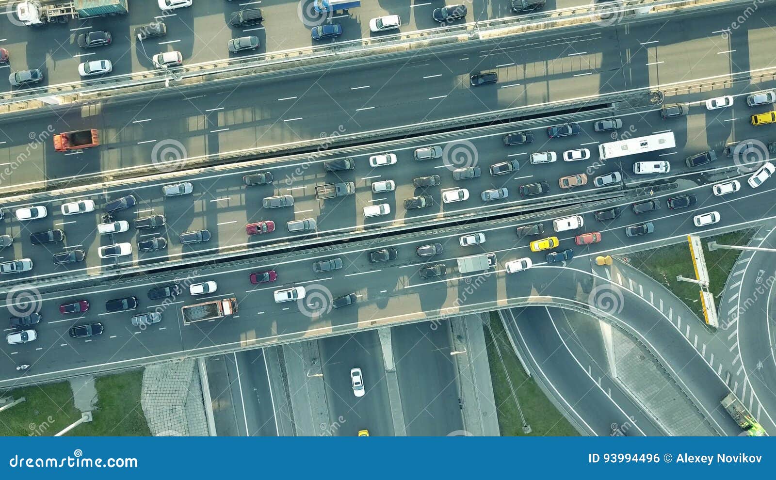 Aerial Top Down Shot of a Traffic Jam on a Car Road Intersection in the ...