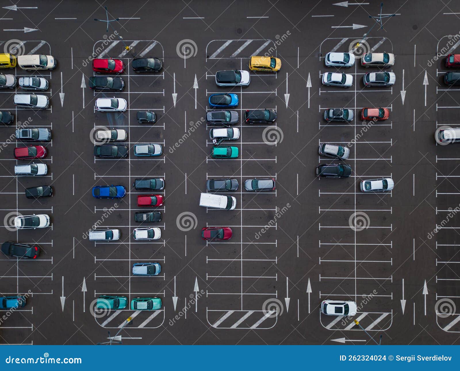 Aerial View of Automobile Parking Stock Photo - Image of colorful ...