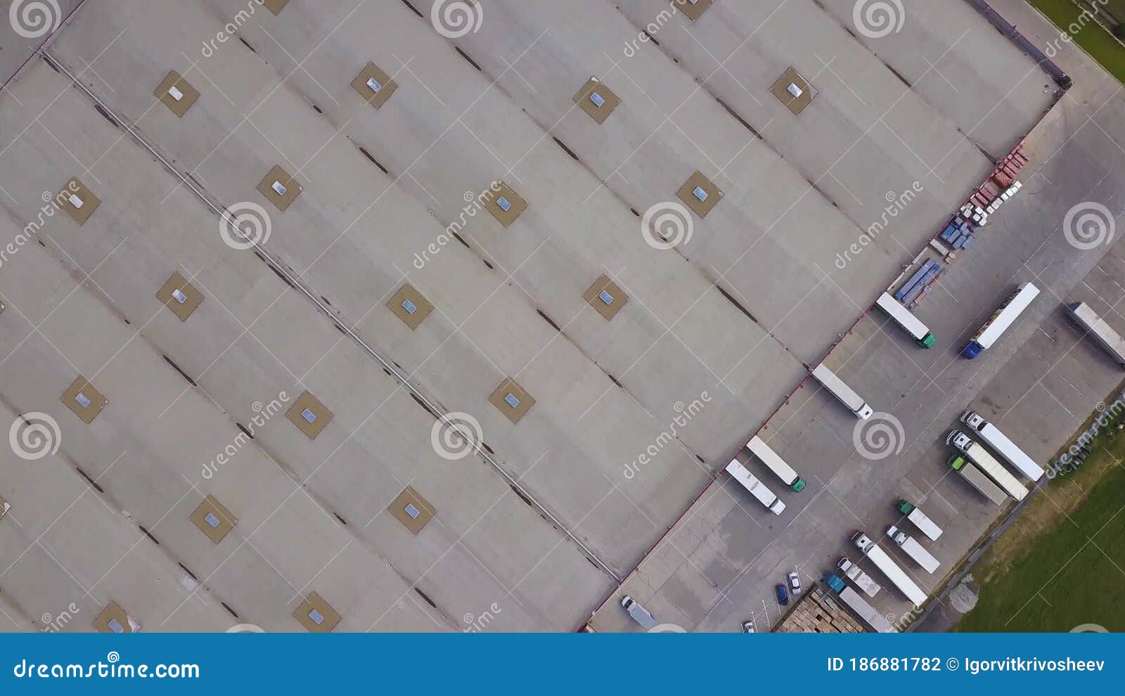 Aerial Top Down View of Cargo Containers and Distribution Warehouse ...