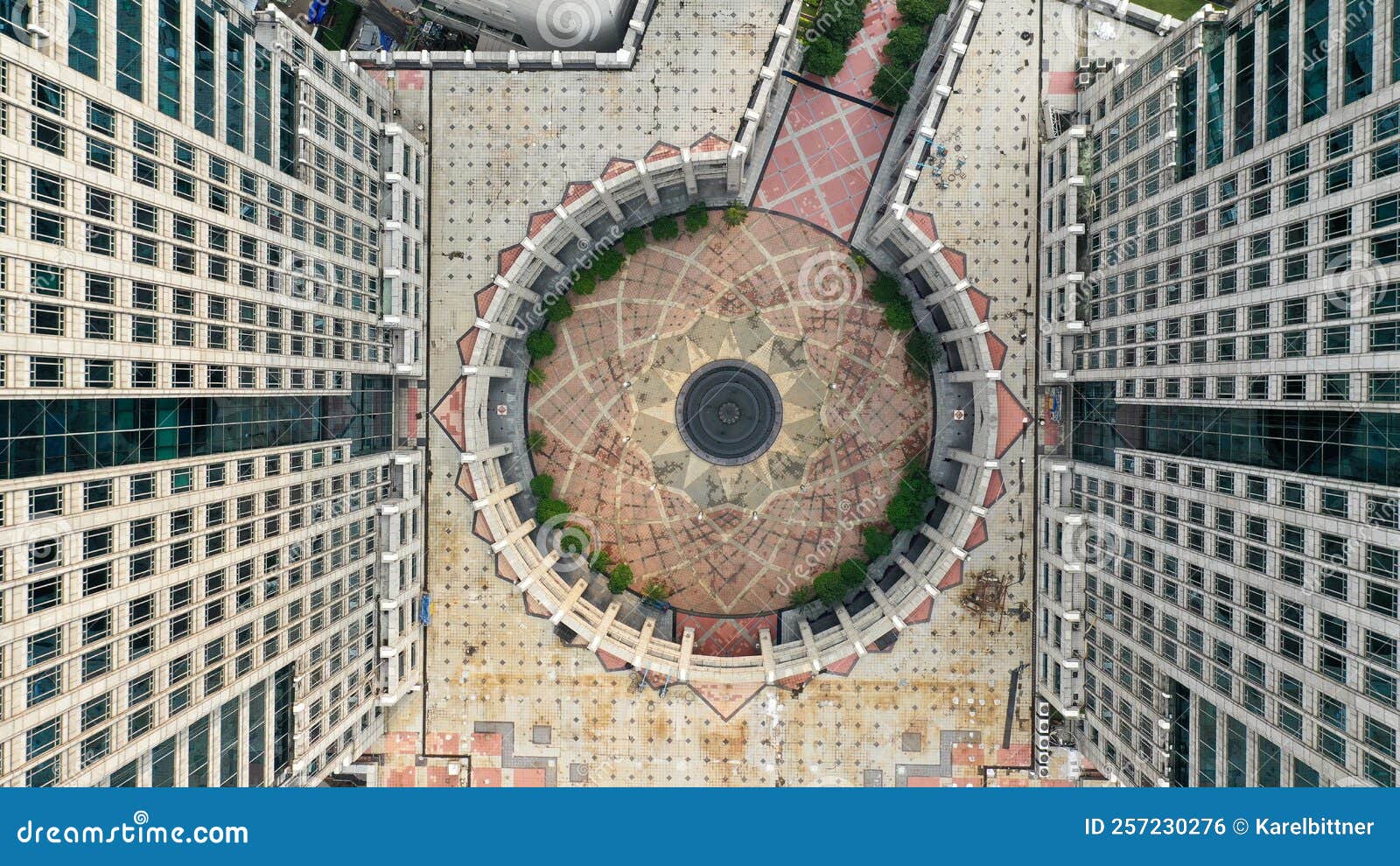 Aerial Top Down View of a Courtyard between Two High Rise Buildings ...