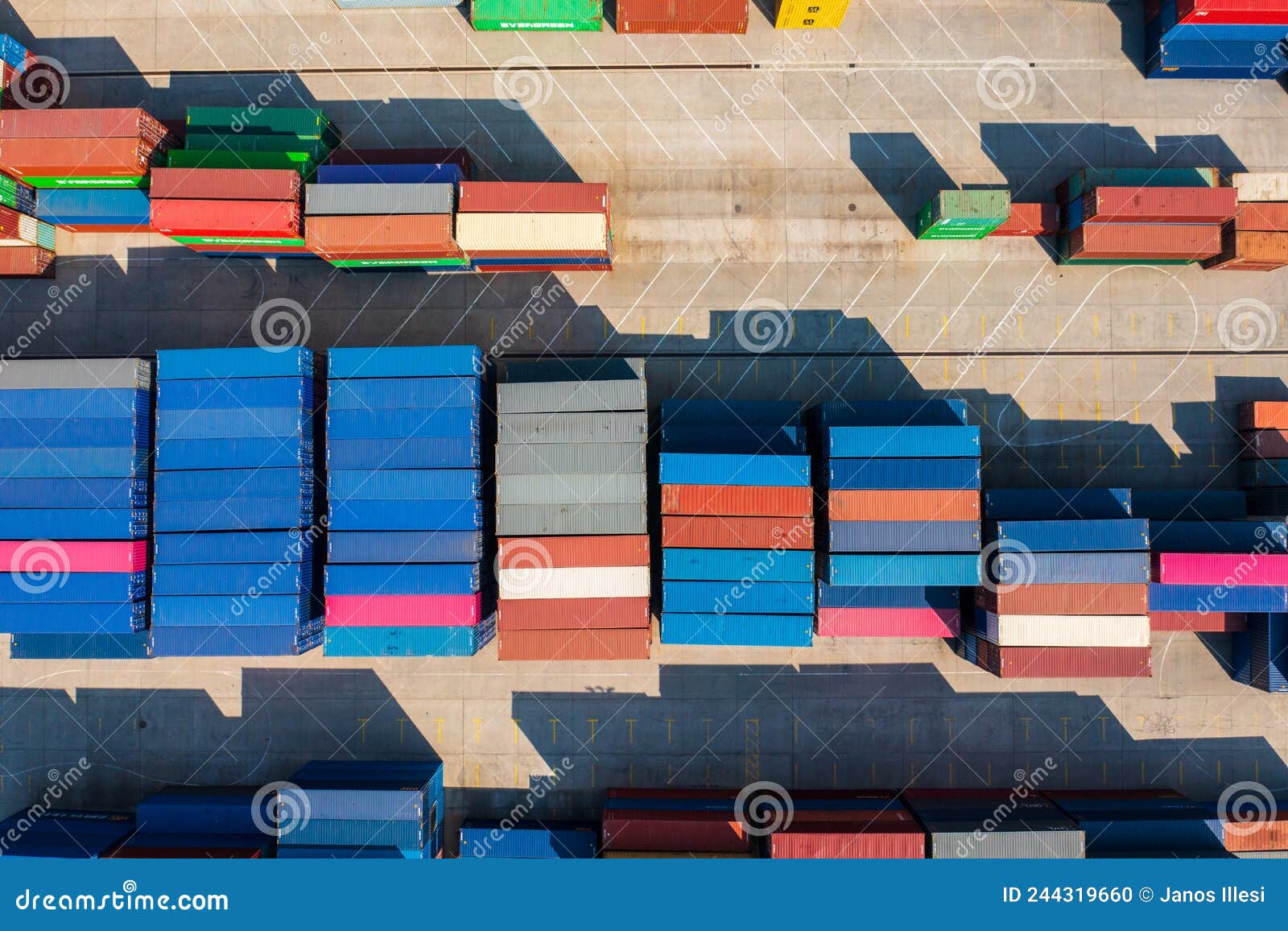 Aerial Top Down View about Empty Containers Waiting for Transport at ...