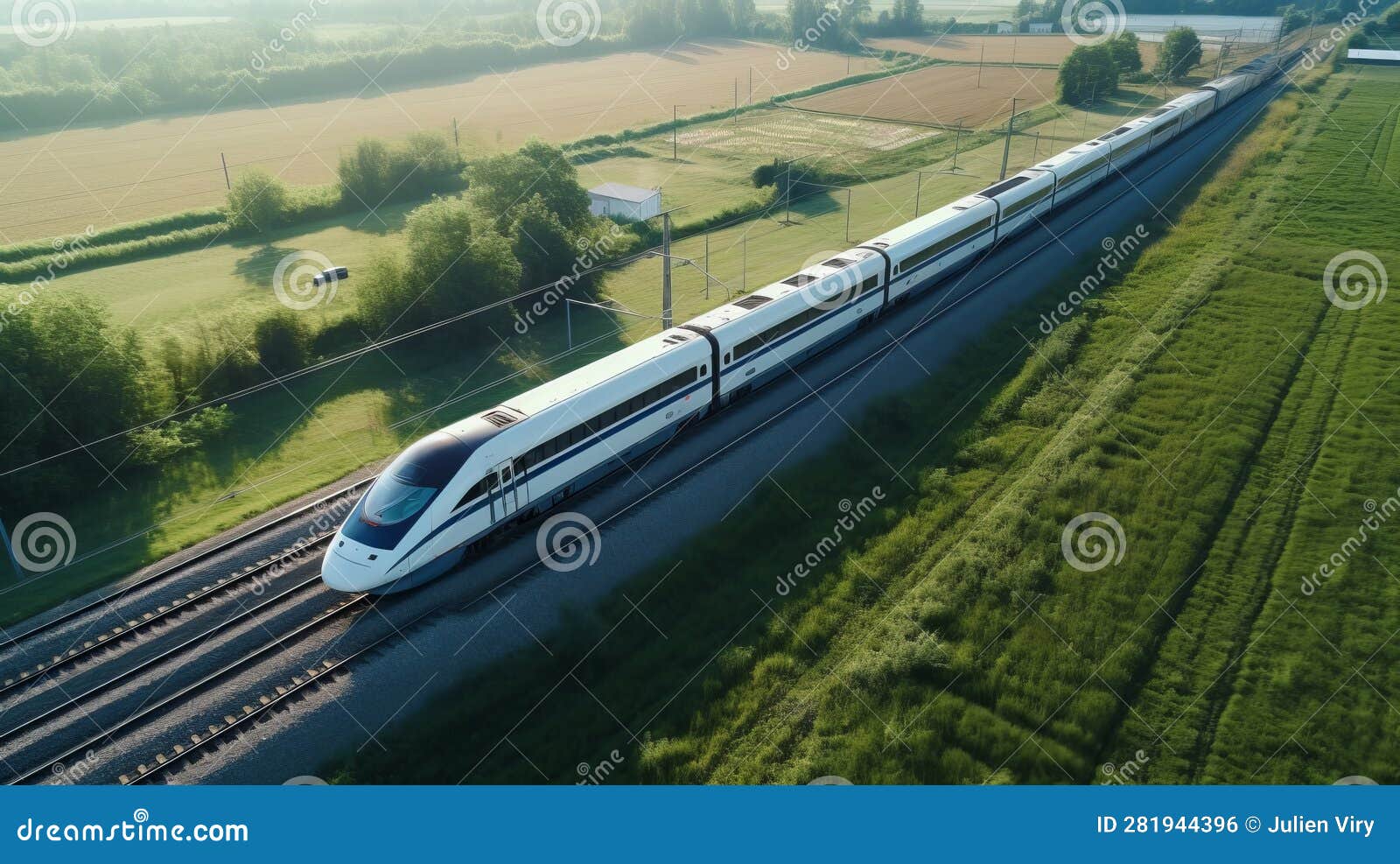 Aerial Top Down View of a High-speed Train Going Fast on Rails Stock ...