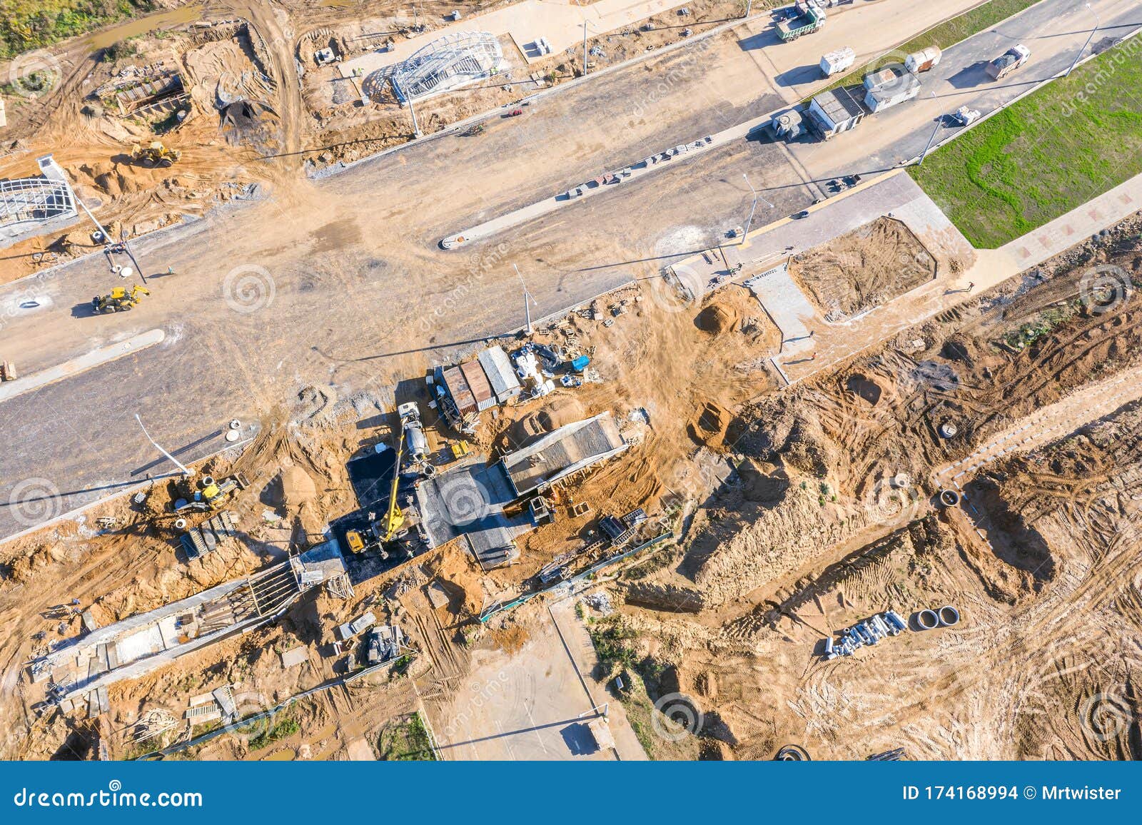 Aerial Top Down View of Road Construction Site Stock Photo - Image of ...
