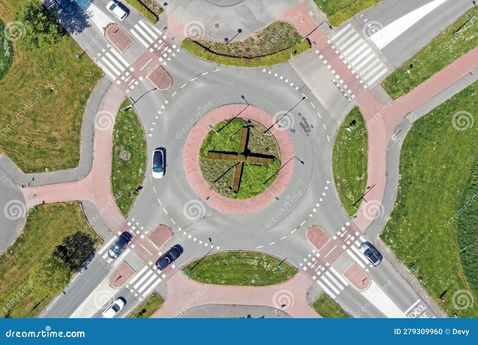 Aerial Top Down View of Roundabout Traffic in Amsterdam, Netherlands ...