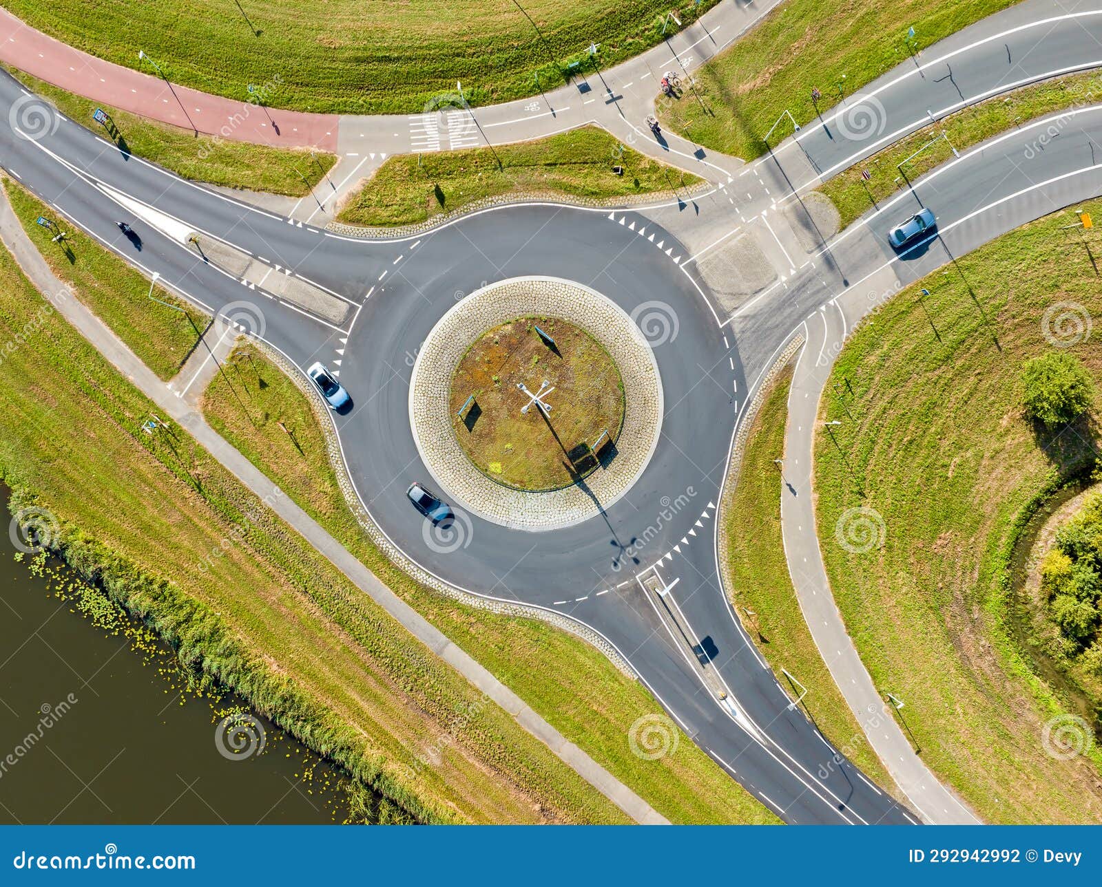 Aerial Top Down View of Roundabout Traffic in Amsterdam, Netherlands ...