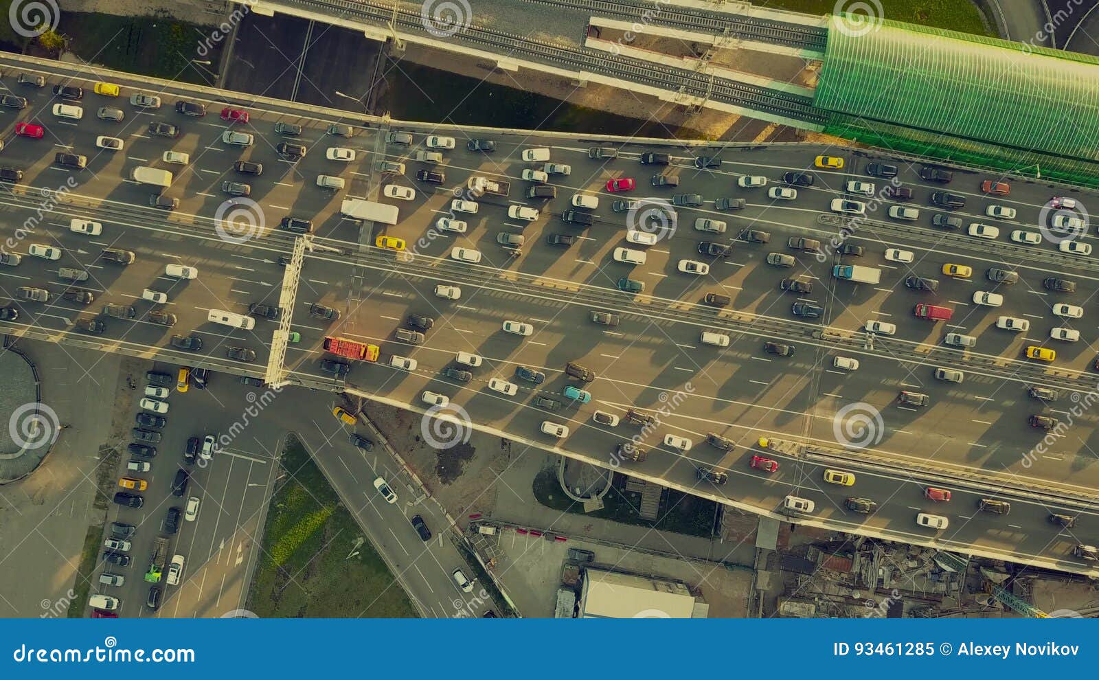 Aerial Top Down View Shot of Traffic Jam on Both Sides of a Highway in ...