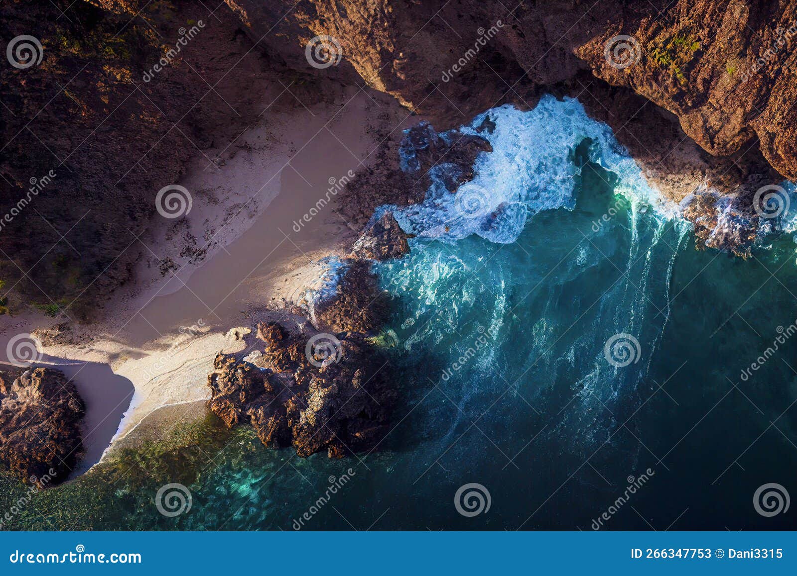 Aerial Top Down View of a Small Secluded Beach Stock Illustration ...