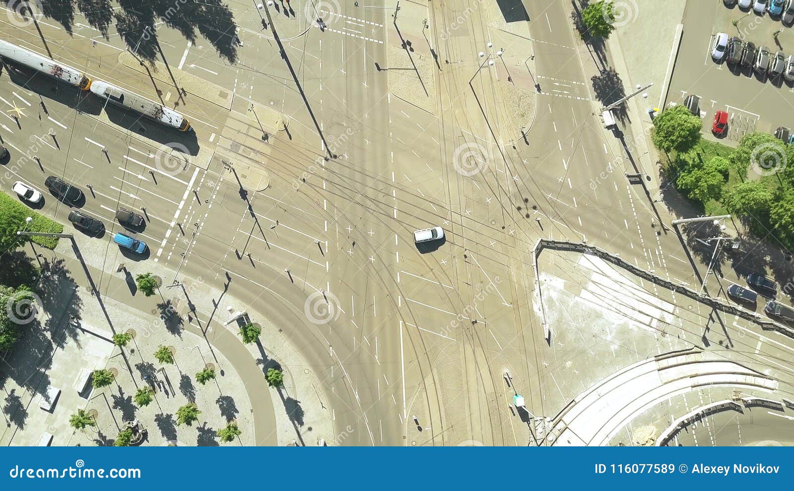 Aerial Top Down View of Urban Road Intersection Stock Image - Image of ...