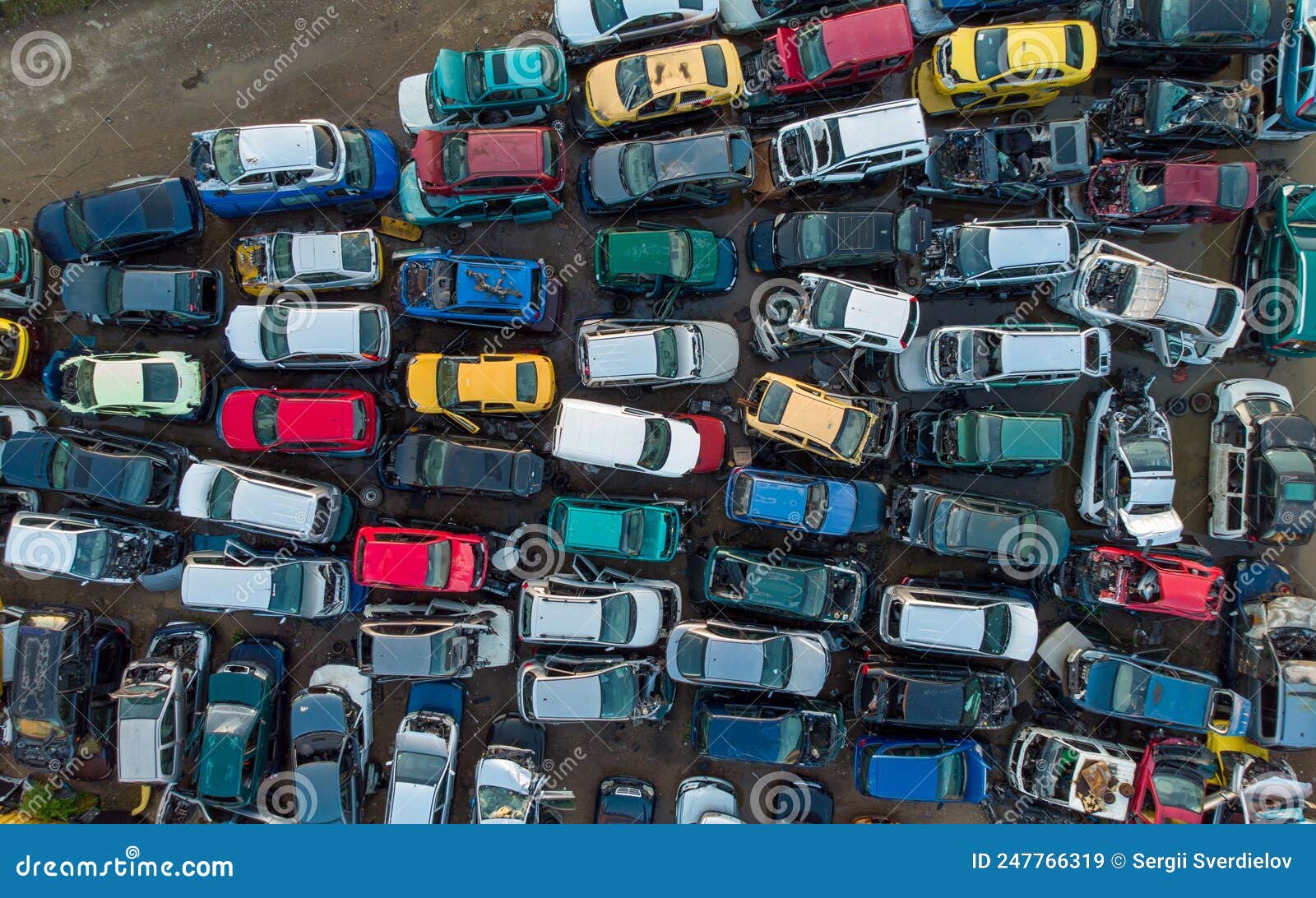 Aerial View of the Big Car Dump Stock Image - Image of recycling, heap ...
