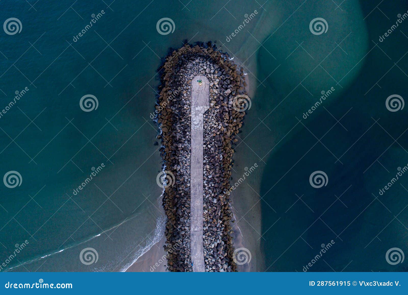 Aerial Top View of a Breakwater Stock Image - Image of harbor, drone ...