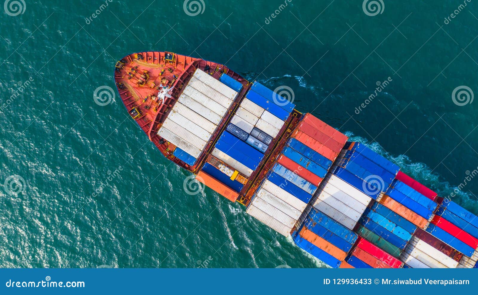 Aerial Top View Cargo Vessel, Container Vessel in Export and Imp Stock ...