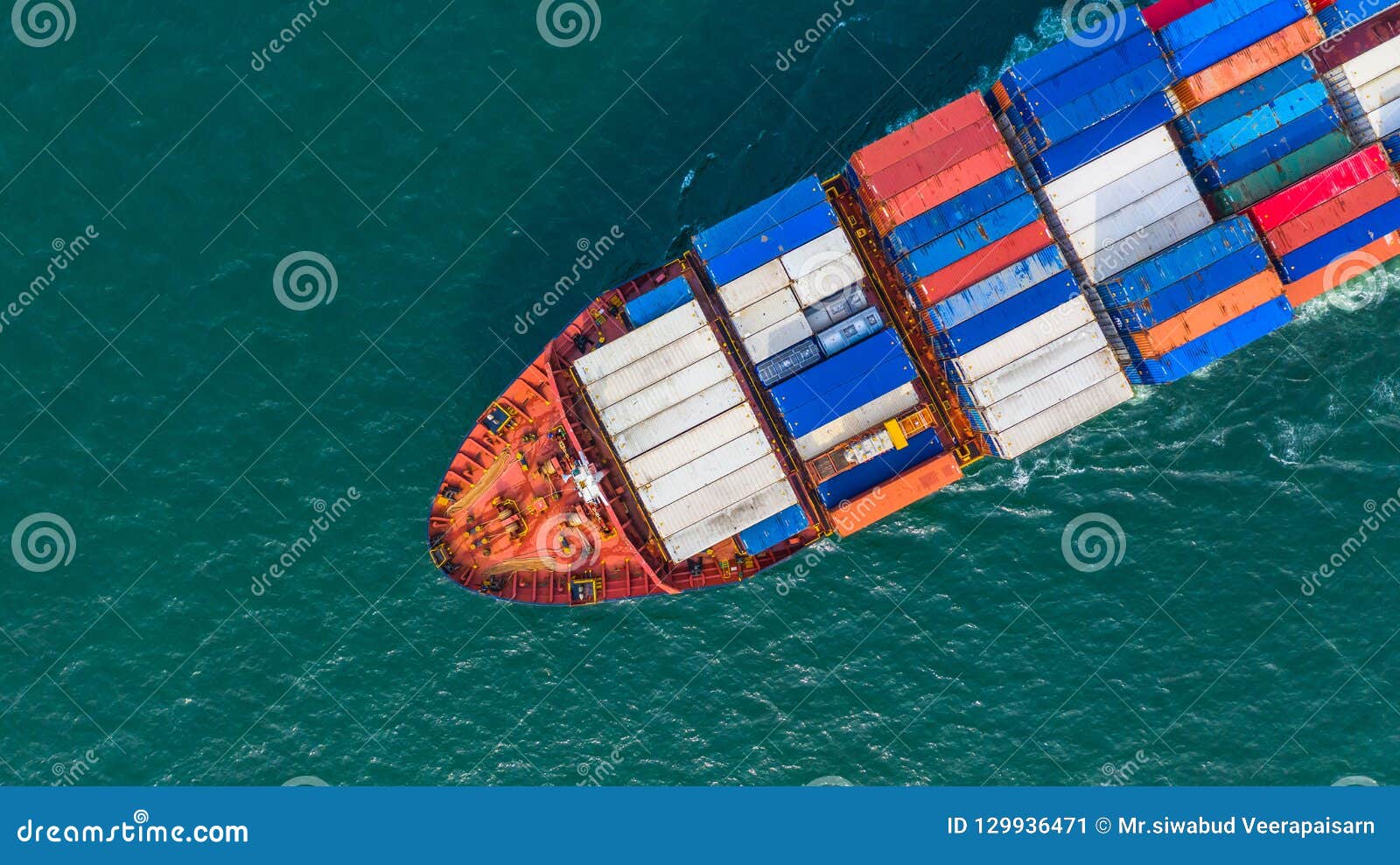 Aerial Top View Cargo Vessel, Container Vessel in Export and Imp Stock ...
