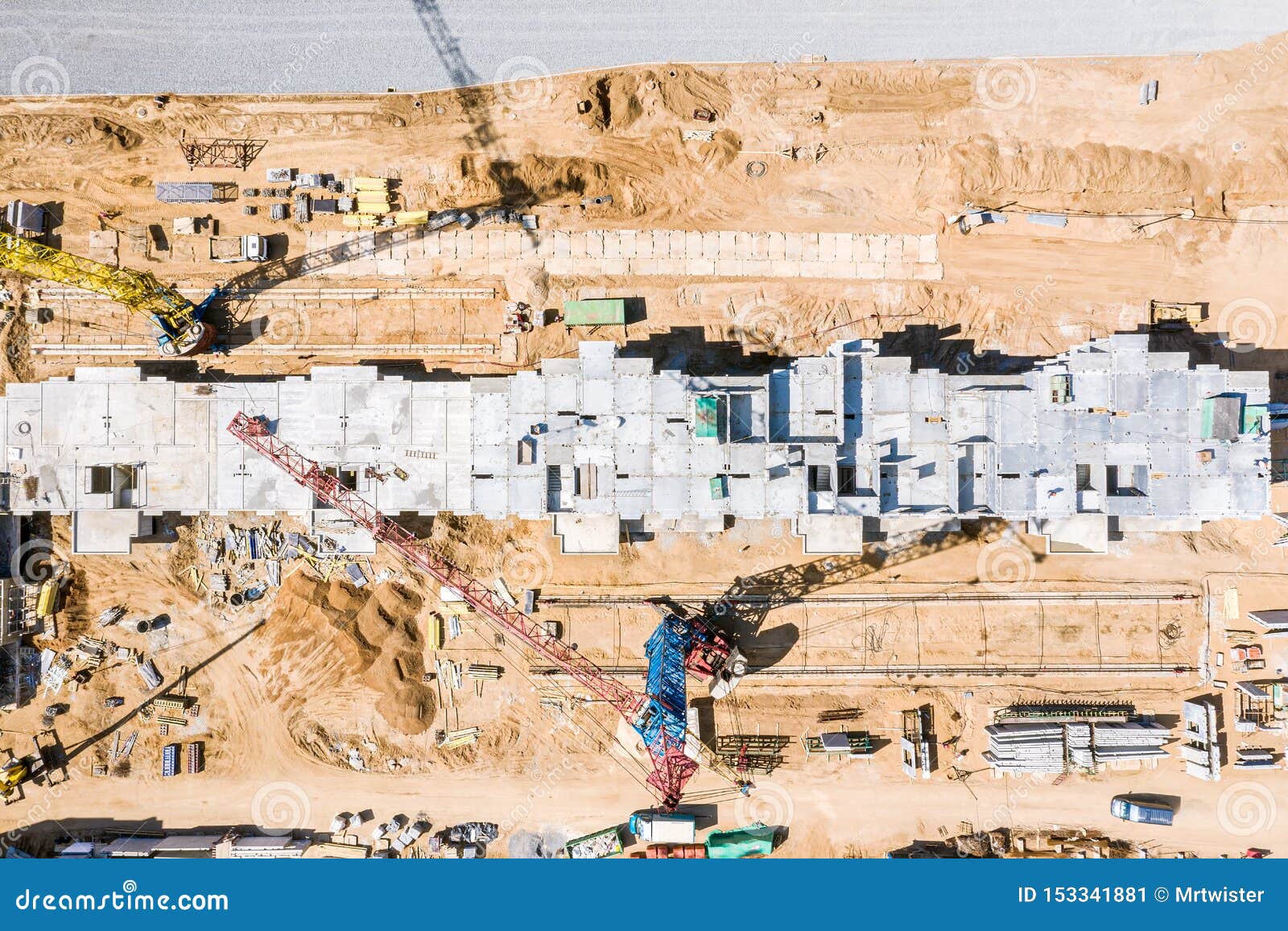 Aerial Top View of Construction Site with Building in Progress Stock ...