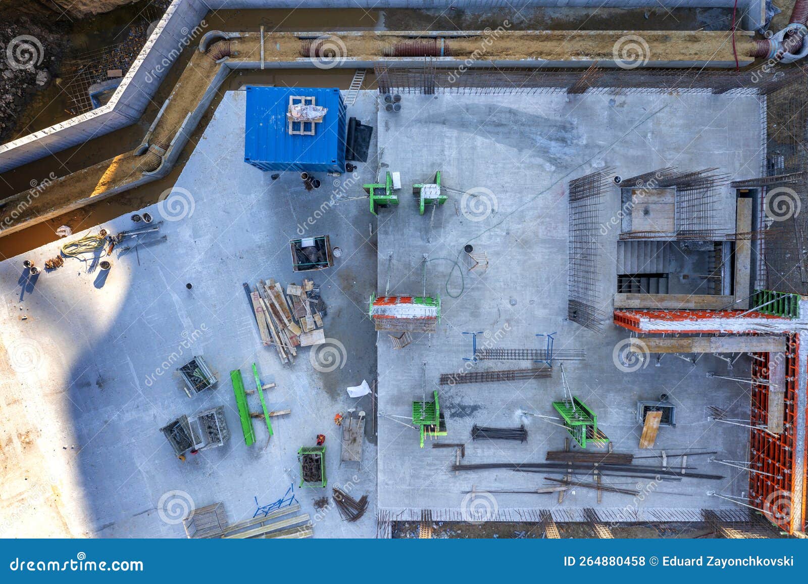 Aerial Top View of a Construction Site. Making a New Building Stock ...