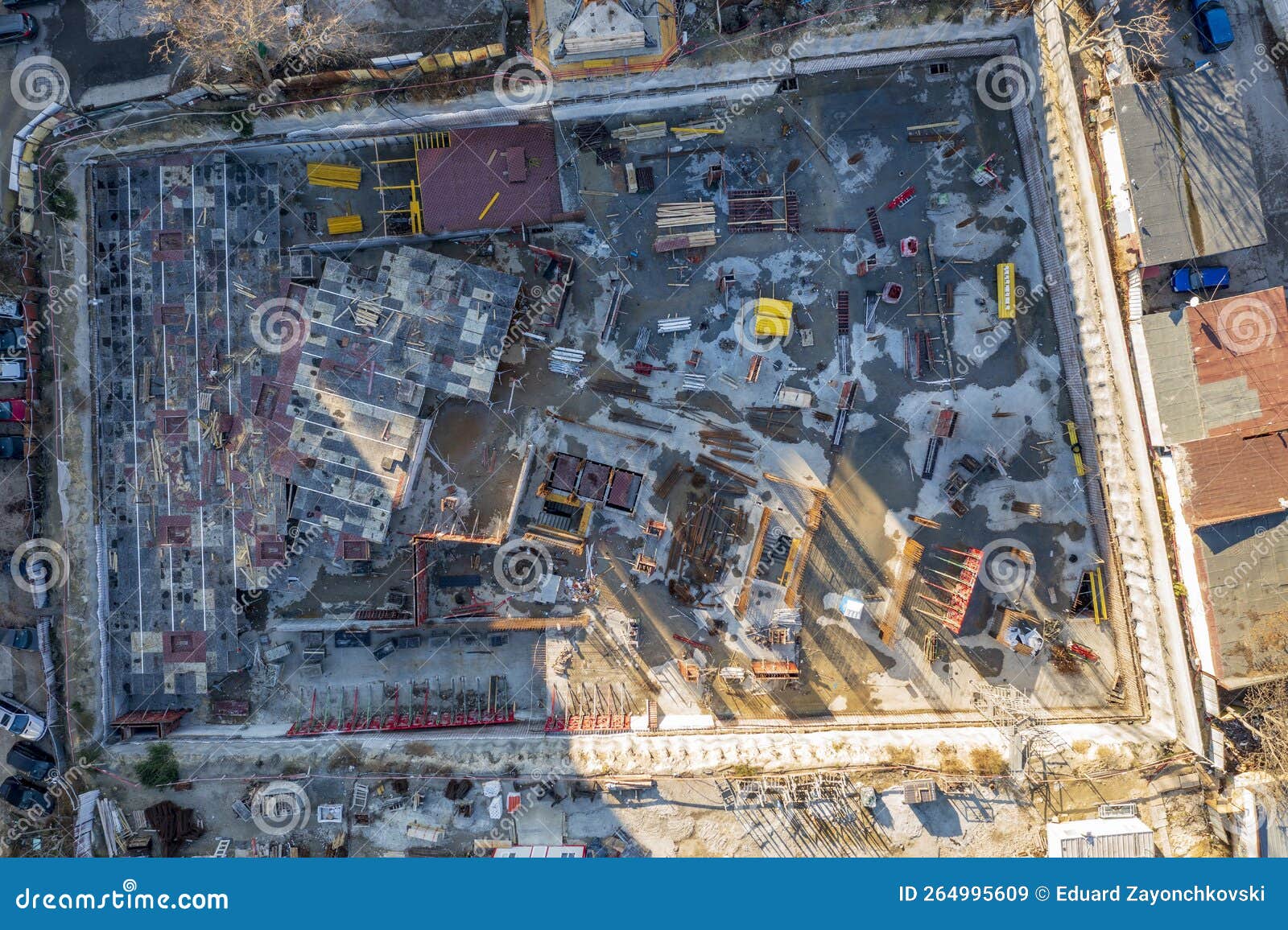 Aerial Top View of a Construction Site. Making a New Building Stock ...