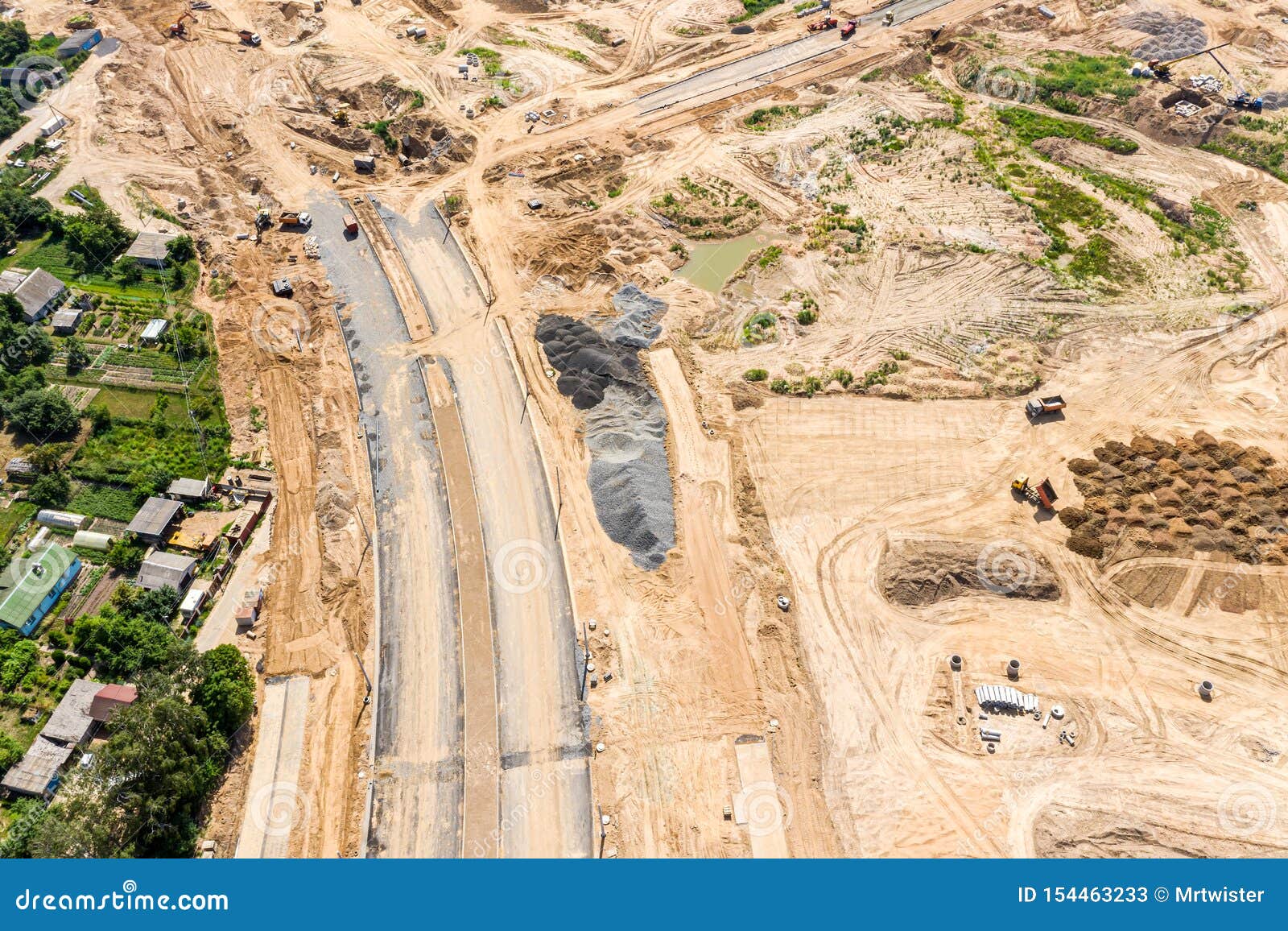 Aerial Top View of Construction Site. Construction of New Road Stock ...
