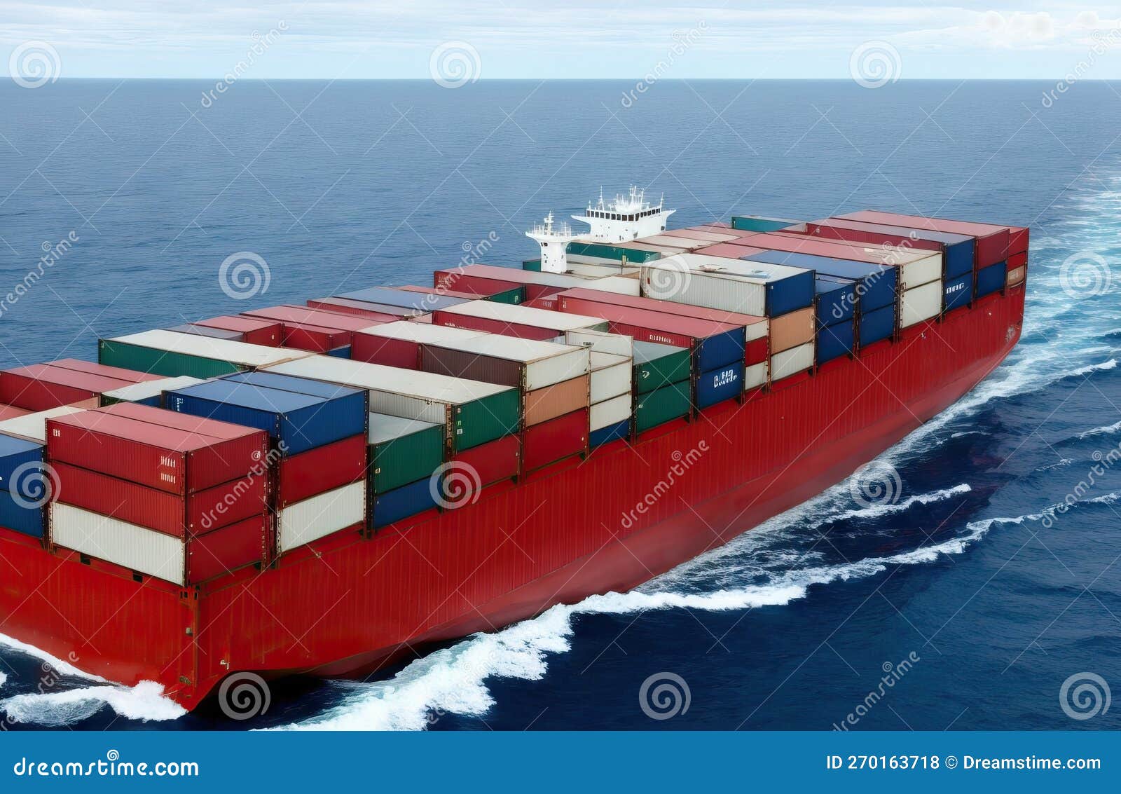 Aerial Top View Container Cargo Ship in Ocean. Stock Illustration ...