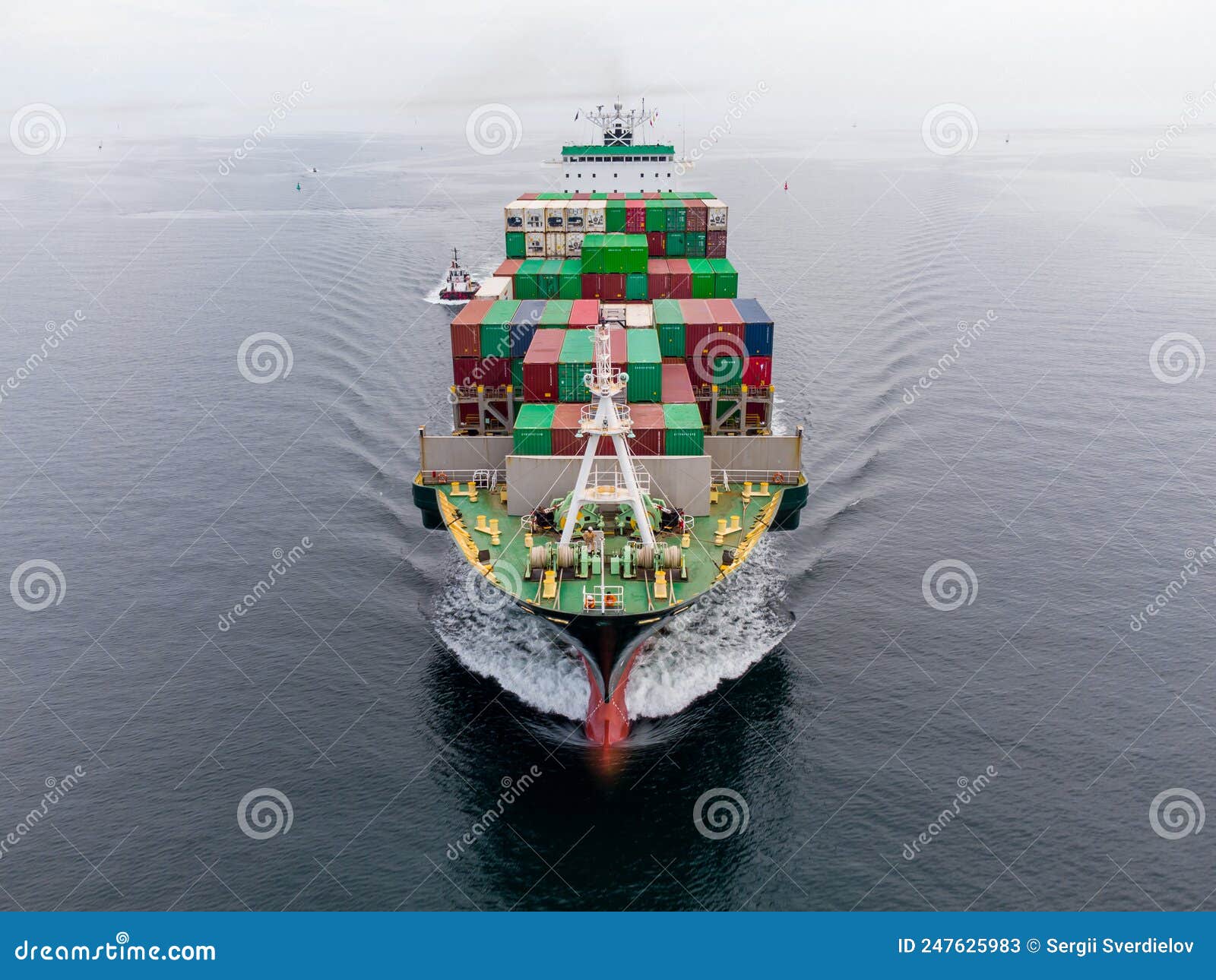 Aerial Top View Container Ship, Shipping or Transportation Concept ...
