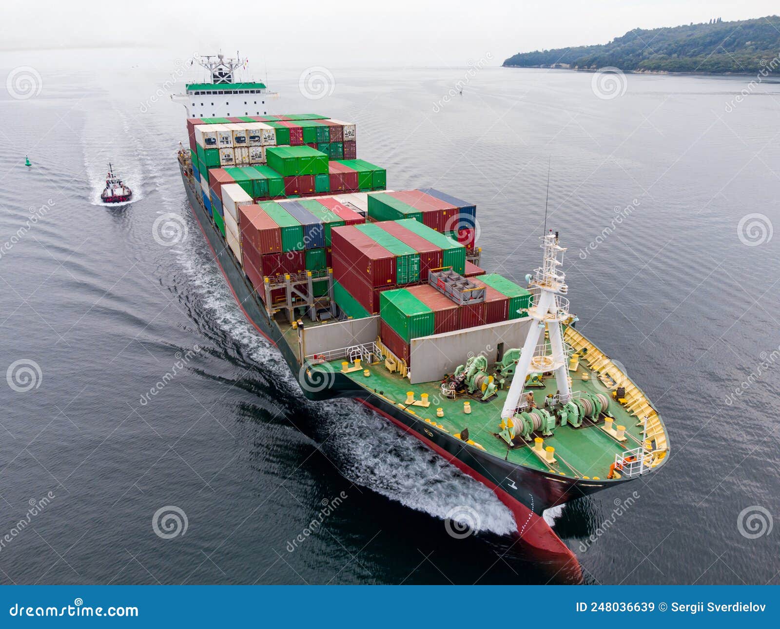 Aerial Top View Container Ship, Shipping or Transportation Concept ...