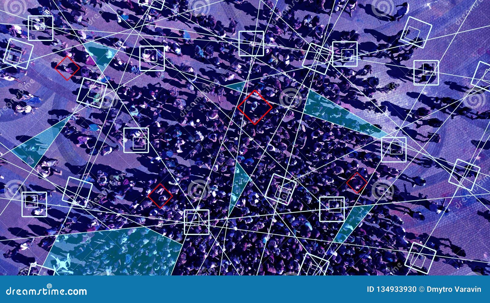 Aerial. Crowd of People. Deep Learning and Intelligence Concept Stock ...