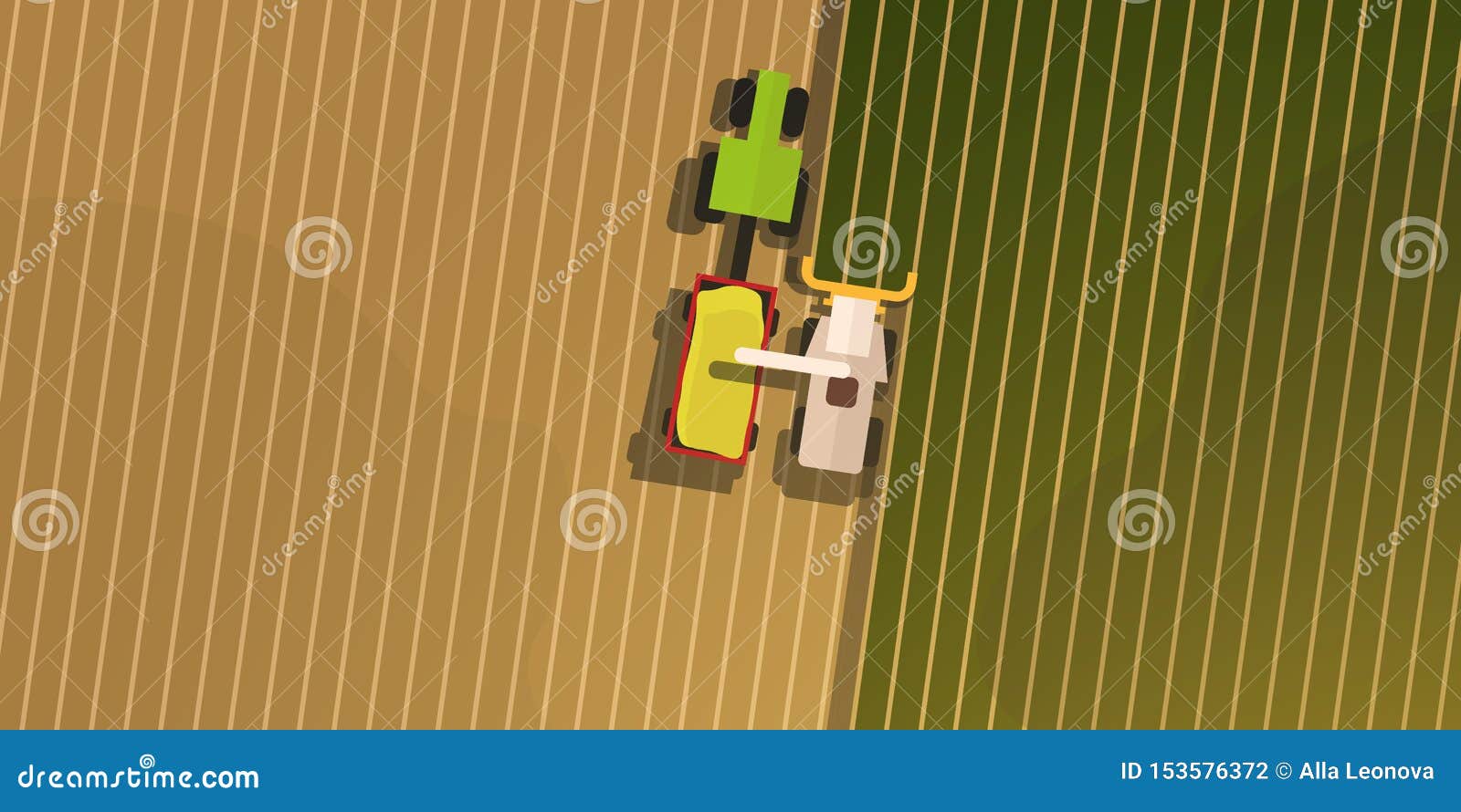 Aerial Top View of the Field and Harvesting. Stock Vector ...