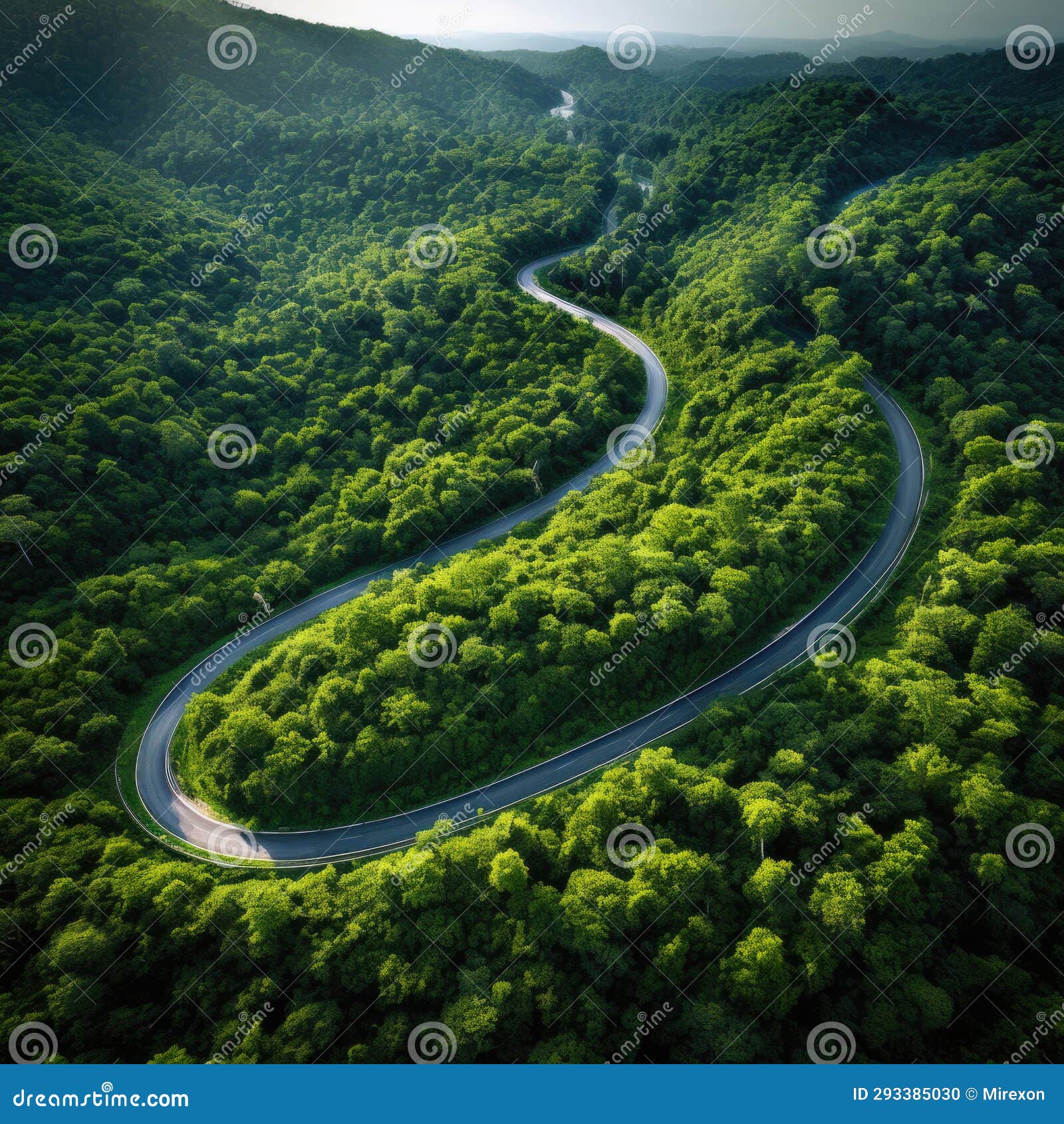 Aerial Top View Forest Road, during Sunset Stock Photo - Image of ...