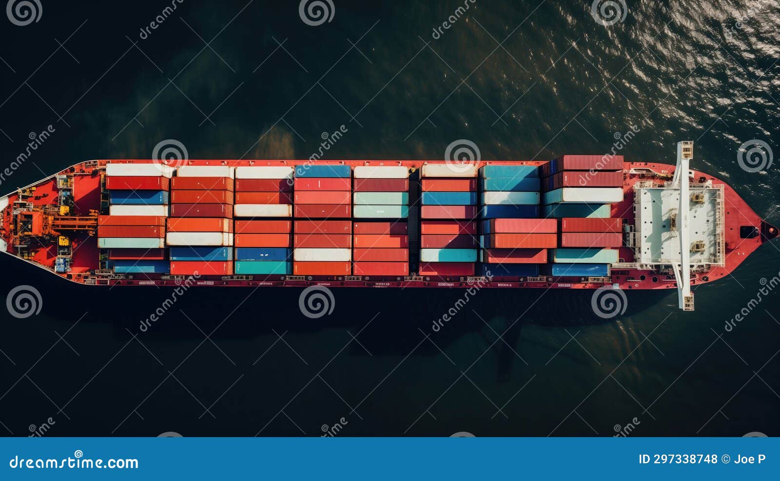 Aerial Top View of a Freight Cargo Ship Loaded with Containers Stock ...