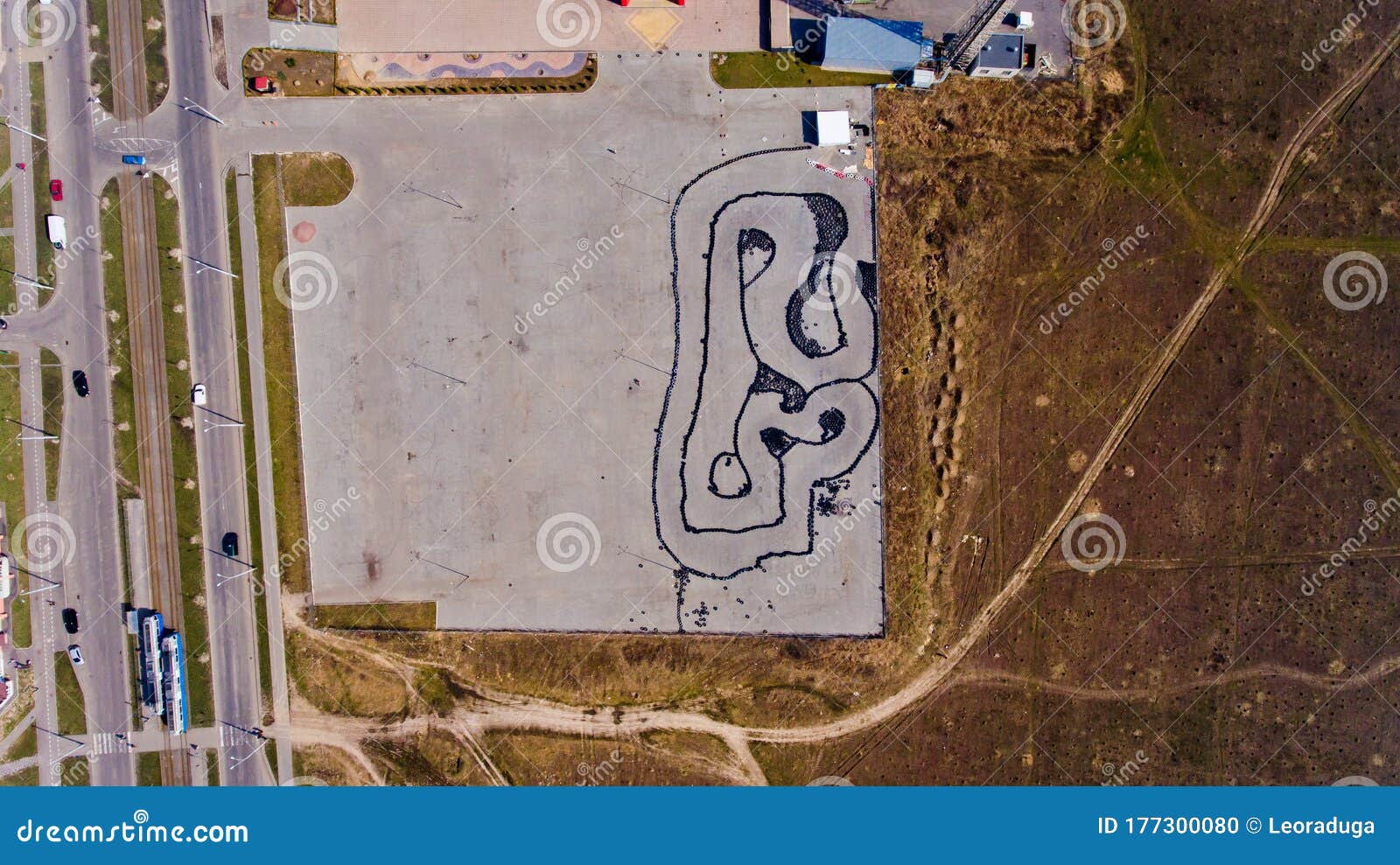 Aerial Top View of the Go-kart Track. Stock Photo - Image of hobby ...