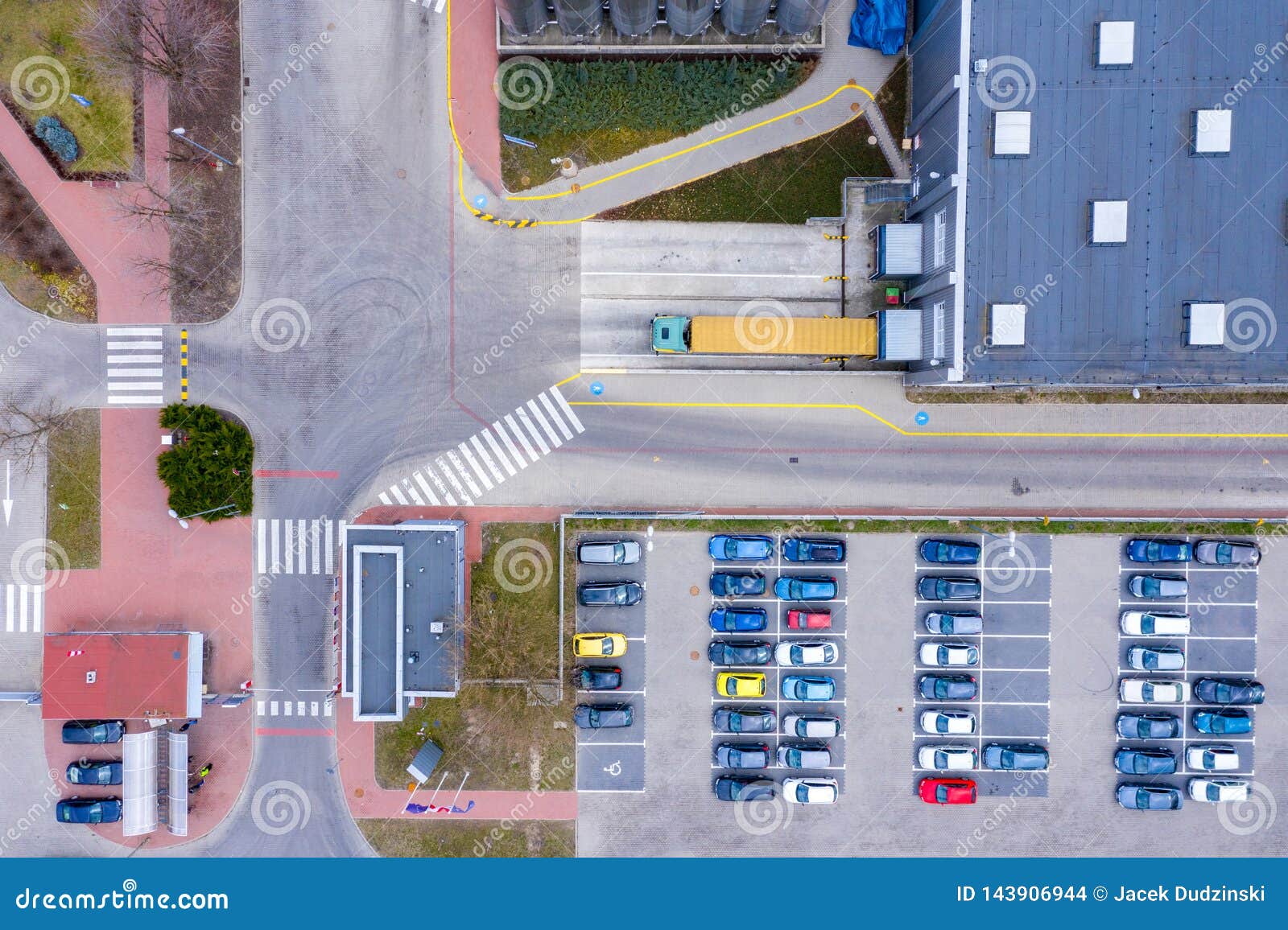 Aerial Top View of Industrial Warehouse/ Storage Building/ Loadi Stock ...