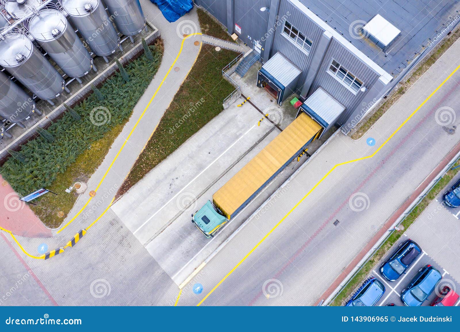 Aerial Top View of Industrial Warehouse/ Storage Building/ Loadi Stock ...