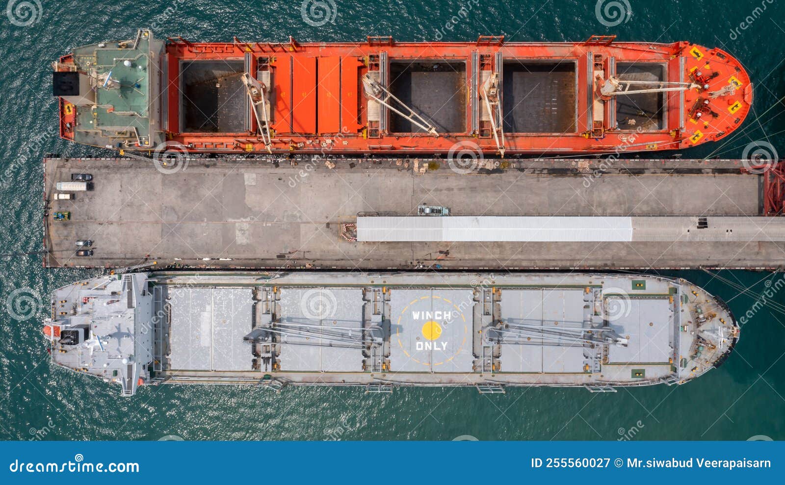 Aerial Top View Large General Cargo Ship Bulk Carrier Stock Image ...
