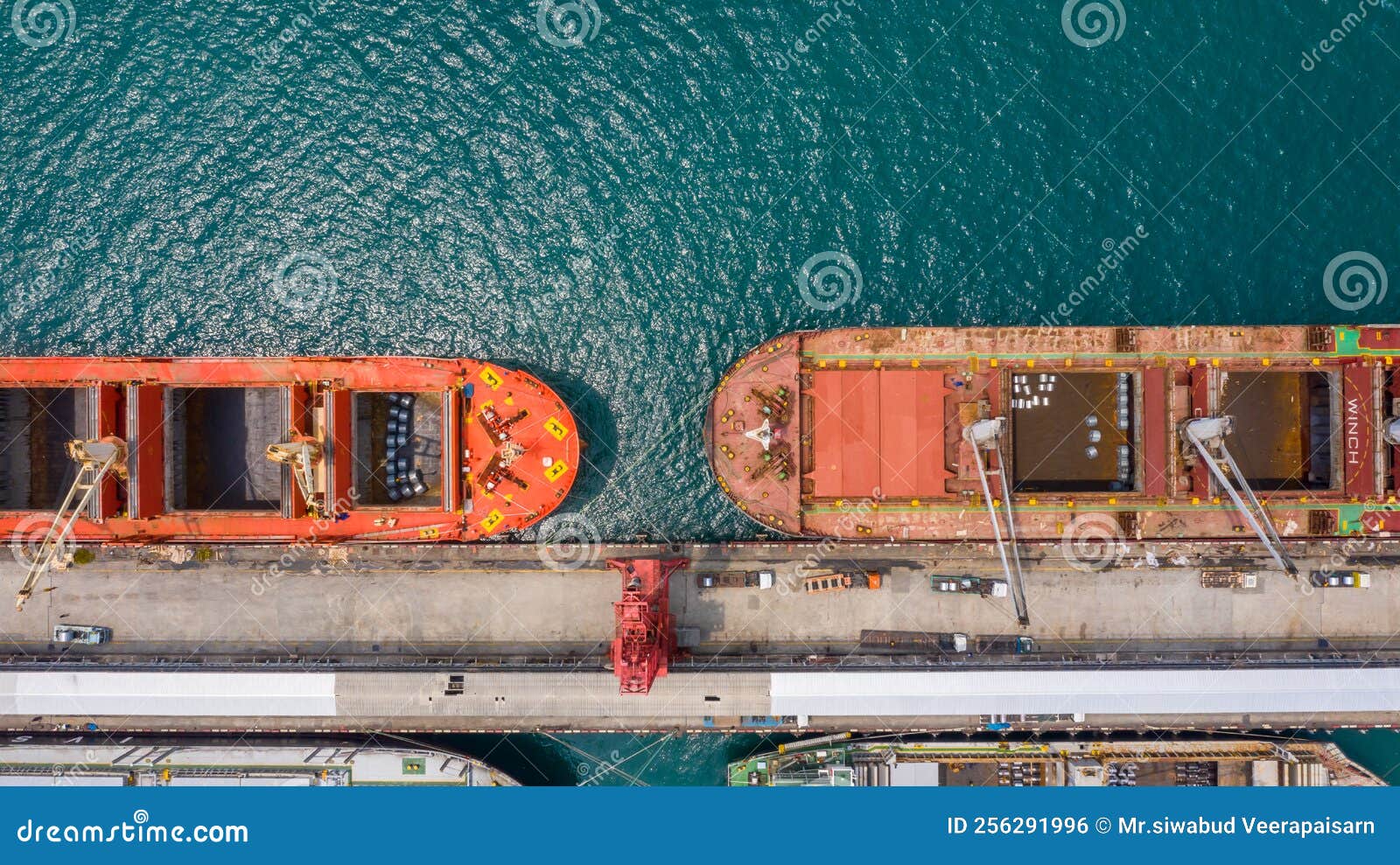 Aerial Top View Large General Cargo Ship Bulk Carrier Stock Photo ...