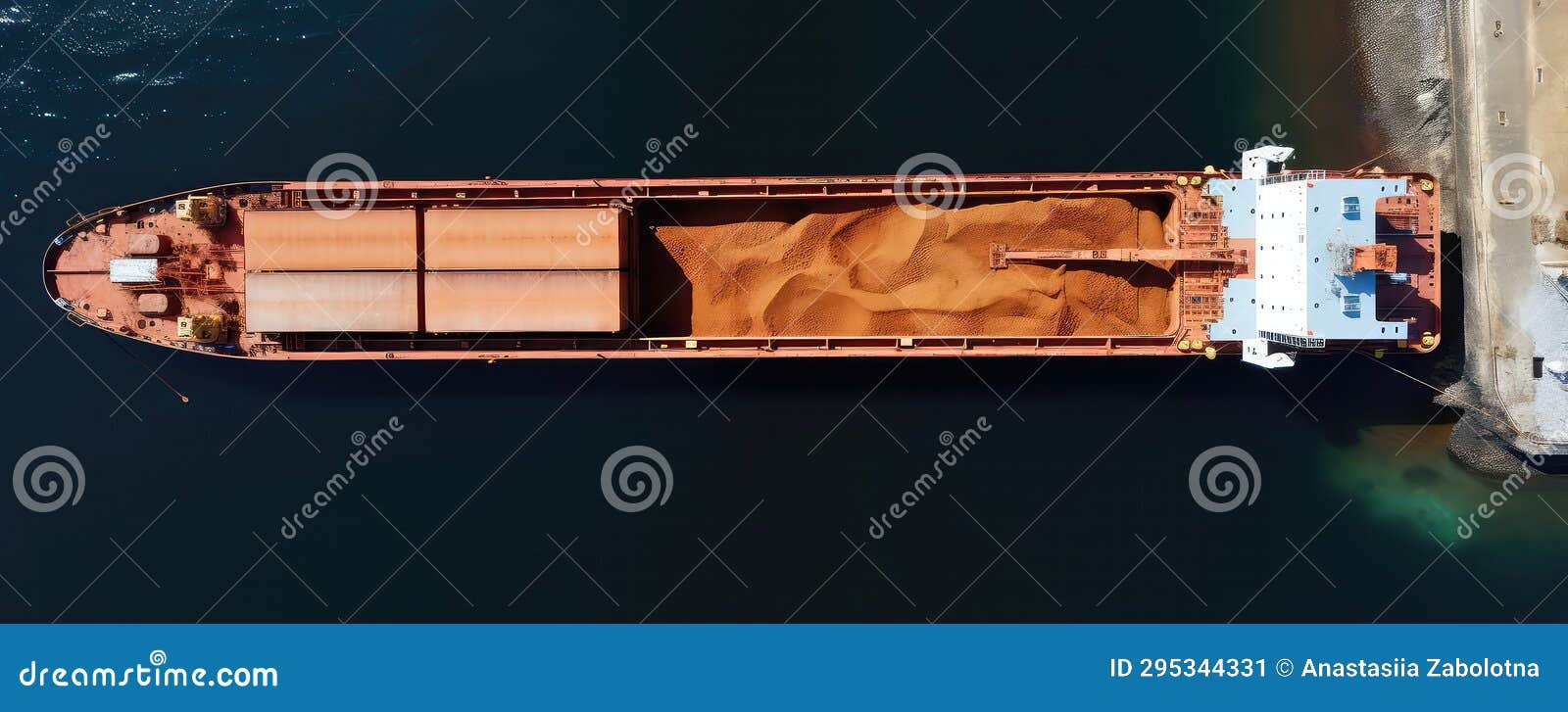 Aerial Top View of Loading Grain into Sea Cargo Vessel Stock ...