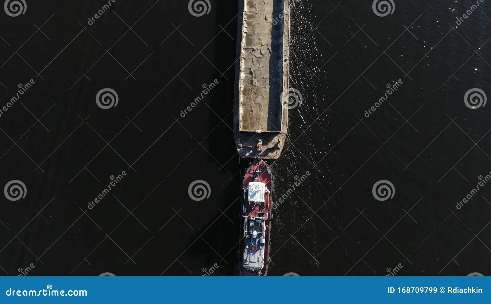 Aerial Top View of the River Barge Loaded with Sand. Stock Video ...