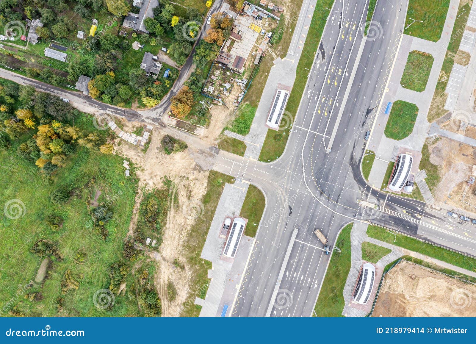 Aerial Top View of Road Junction Under Construction Stock Photo - Image ...
