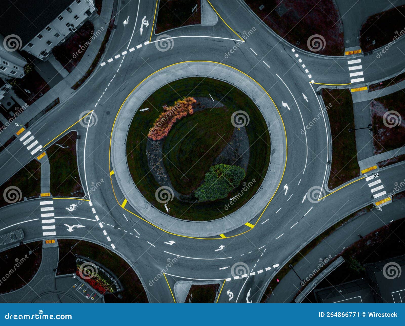Aerial Top View of Roundabout Road Stock Image - Image of motion ...