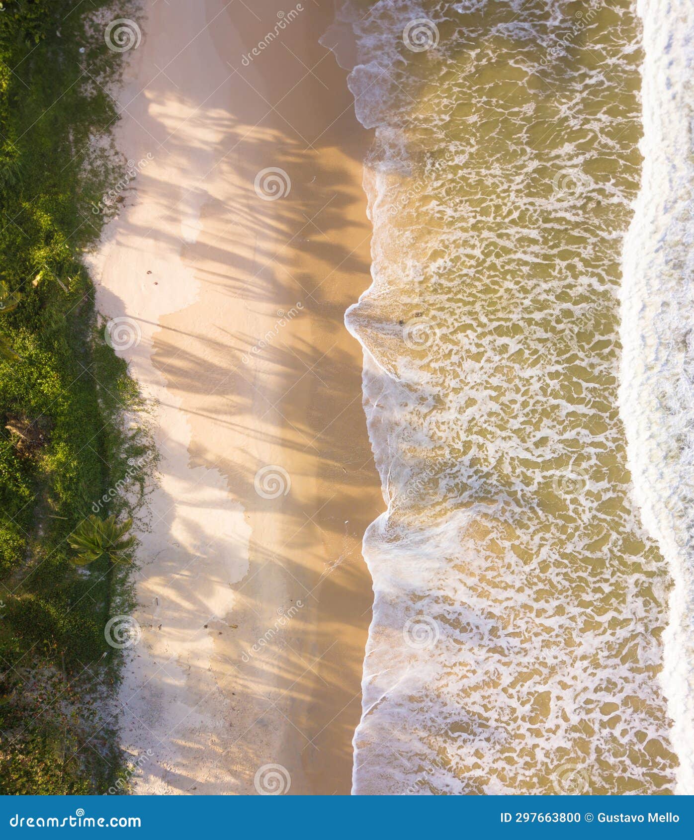 Aerial Top View of Sandy Beach with Stunning Waves Stock Photo - Image ...