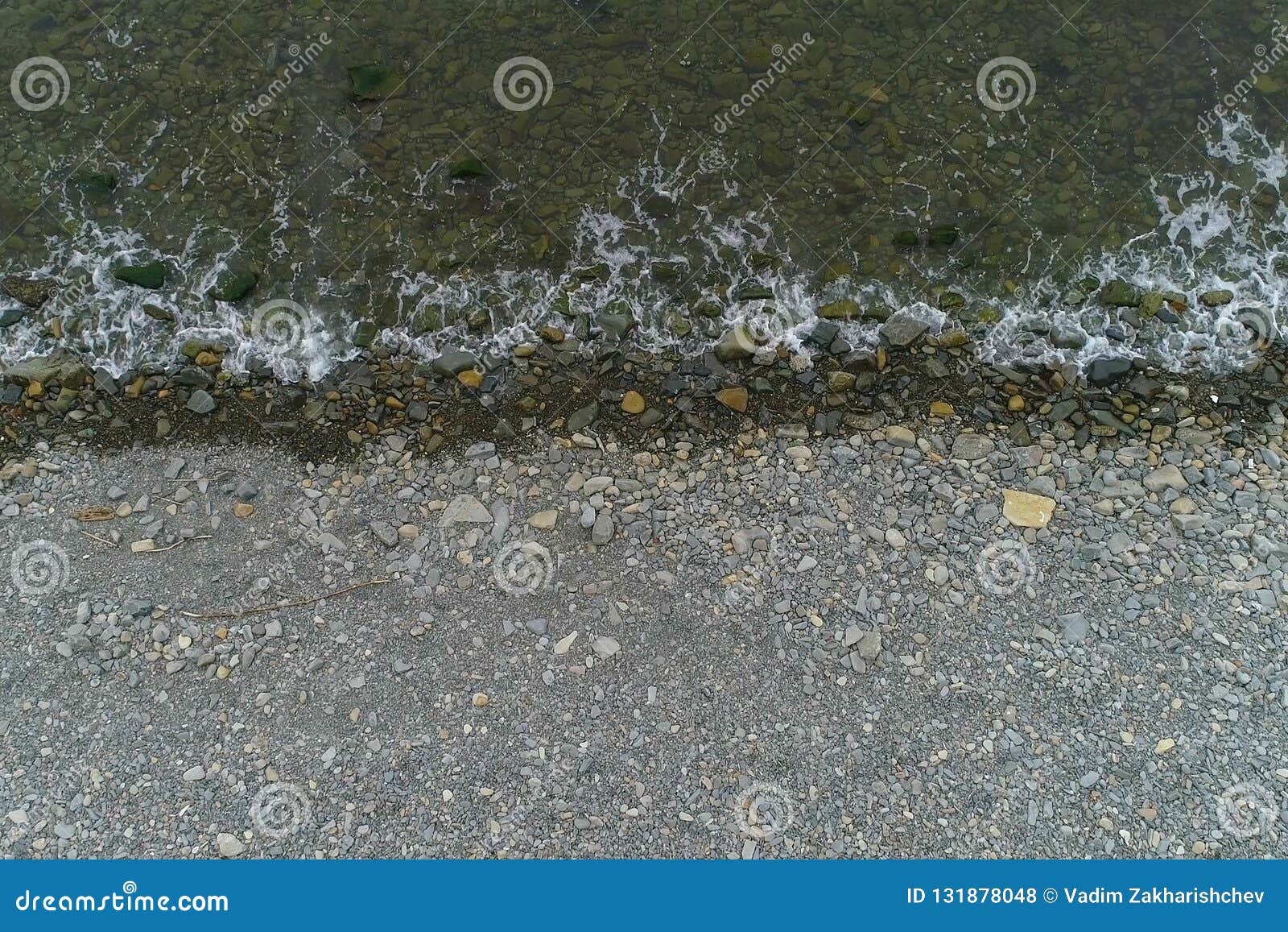 Aerial Top View of Stone Beach with Small Waves. Stock Photo - Image of ...